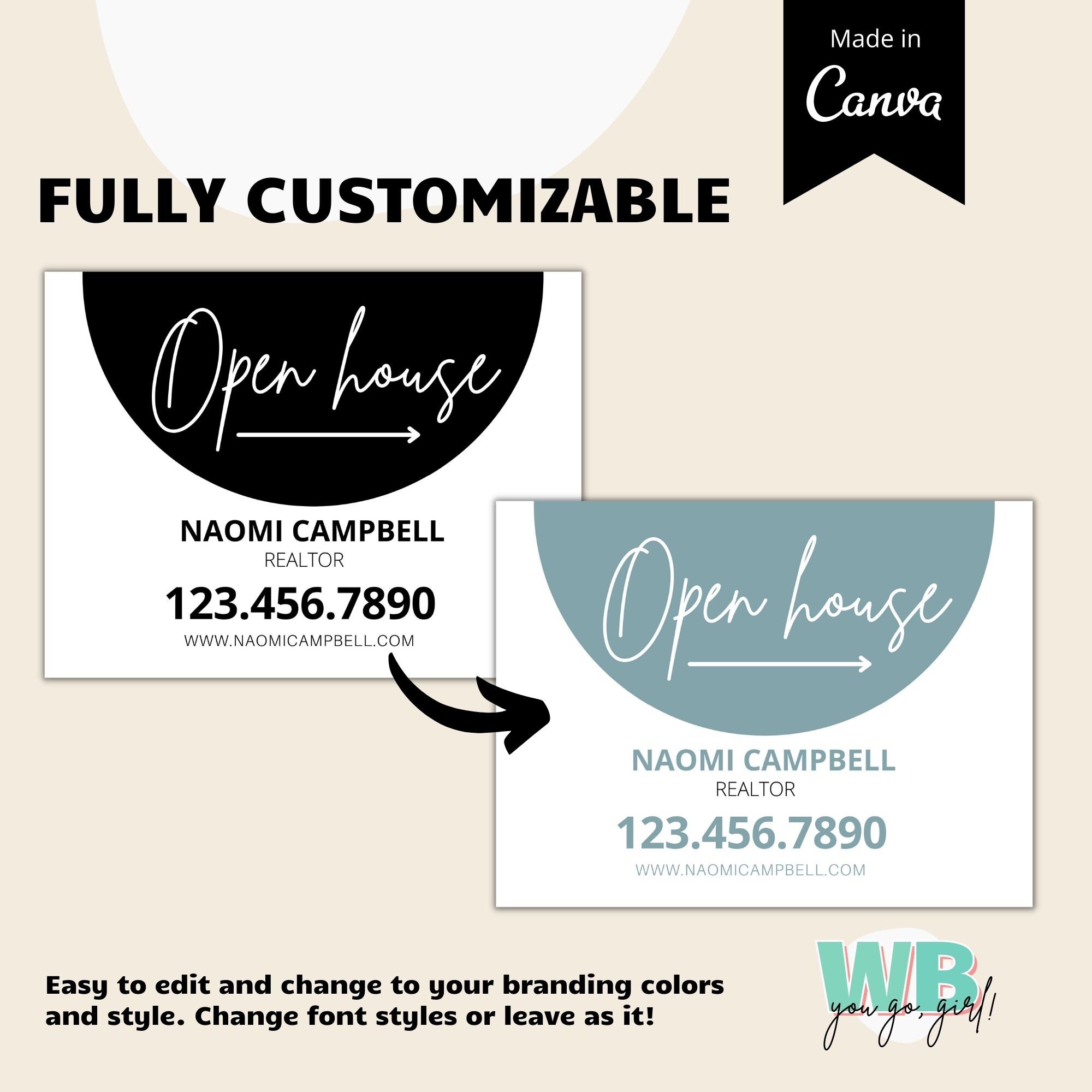 Open House Yard Sign Bundle, Real Estate Sign Template, Agent Open ...