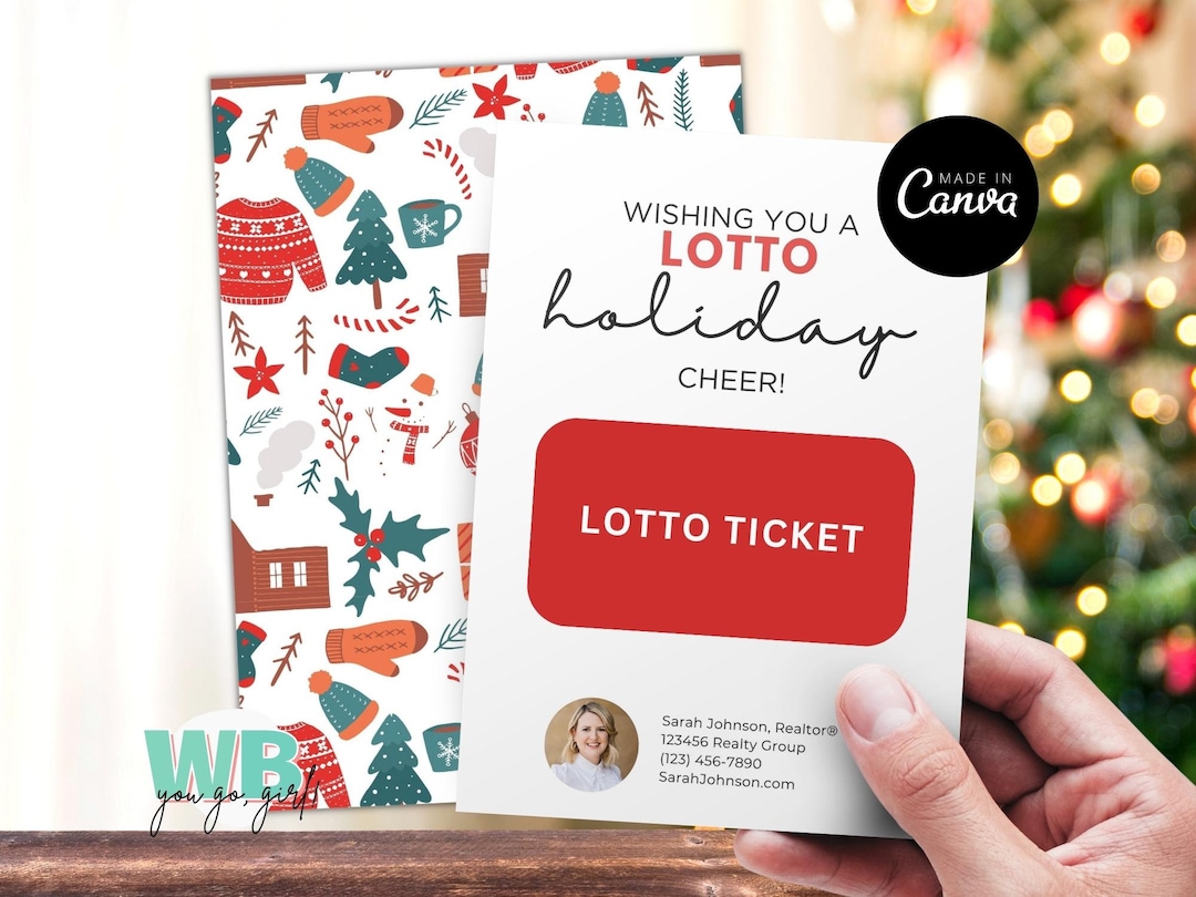 Holiday Lottery Ticket Card Template, Printable Holiday Gift Card ...