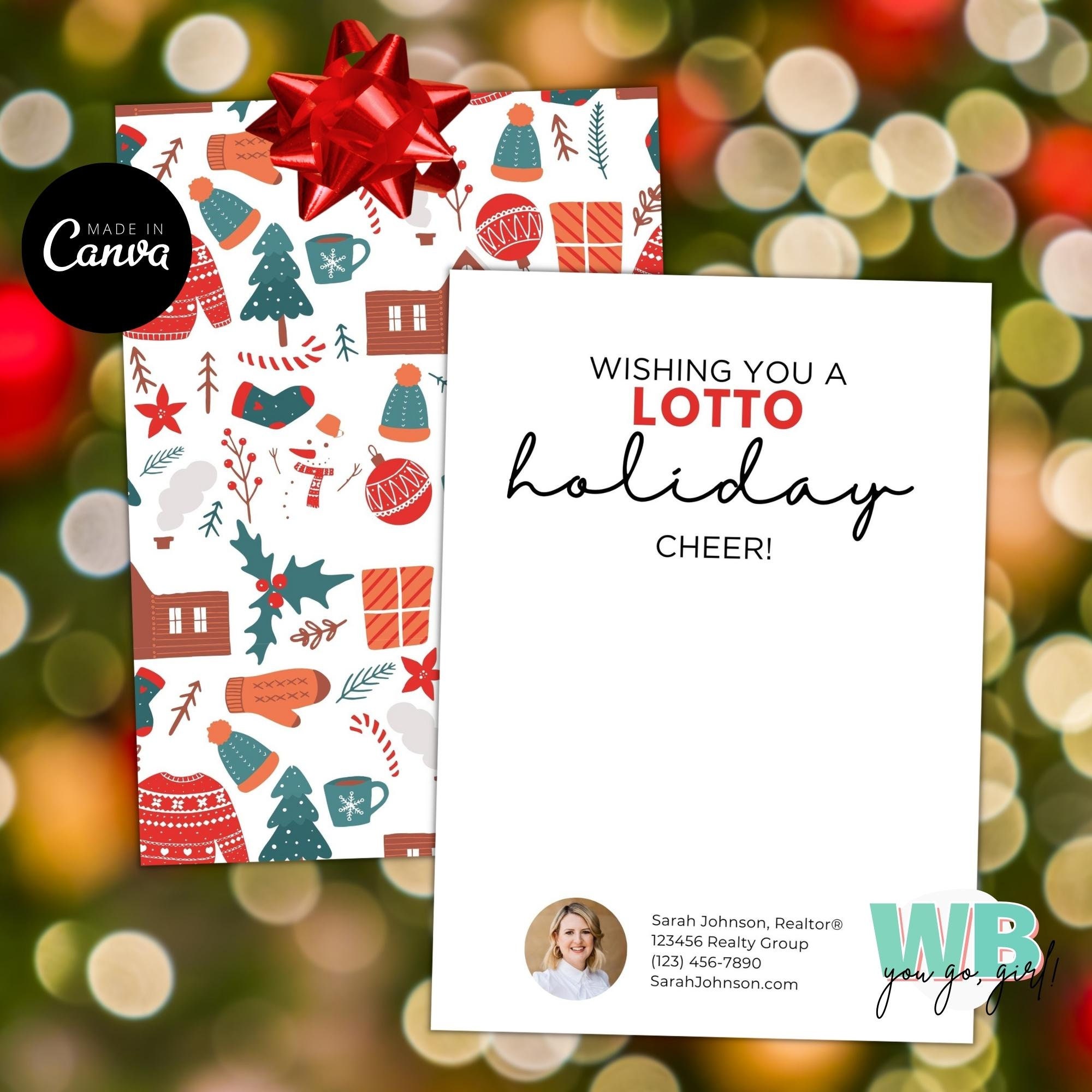 Holiday Lottery Ticket Card Template, Printable Holiday Gift Card ...