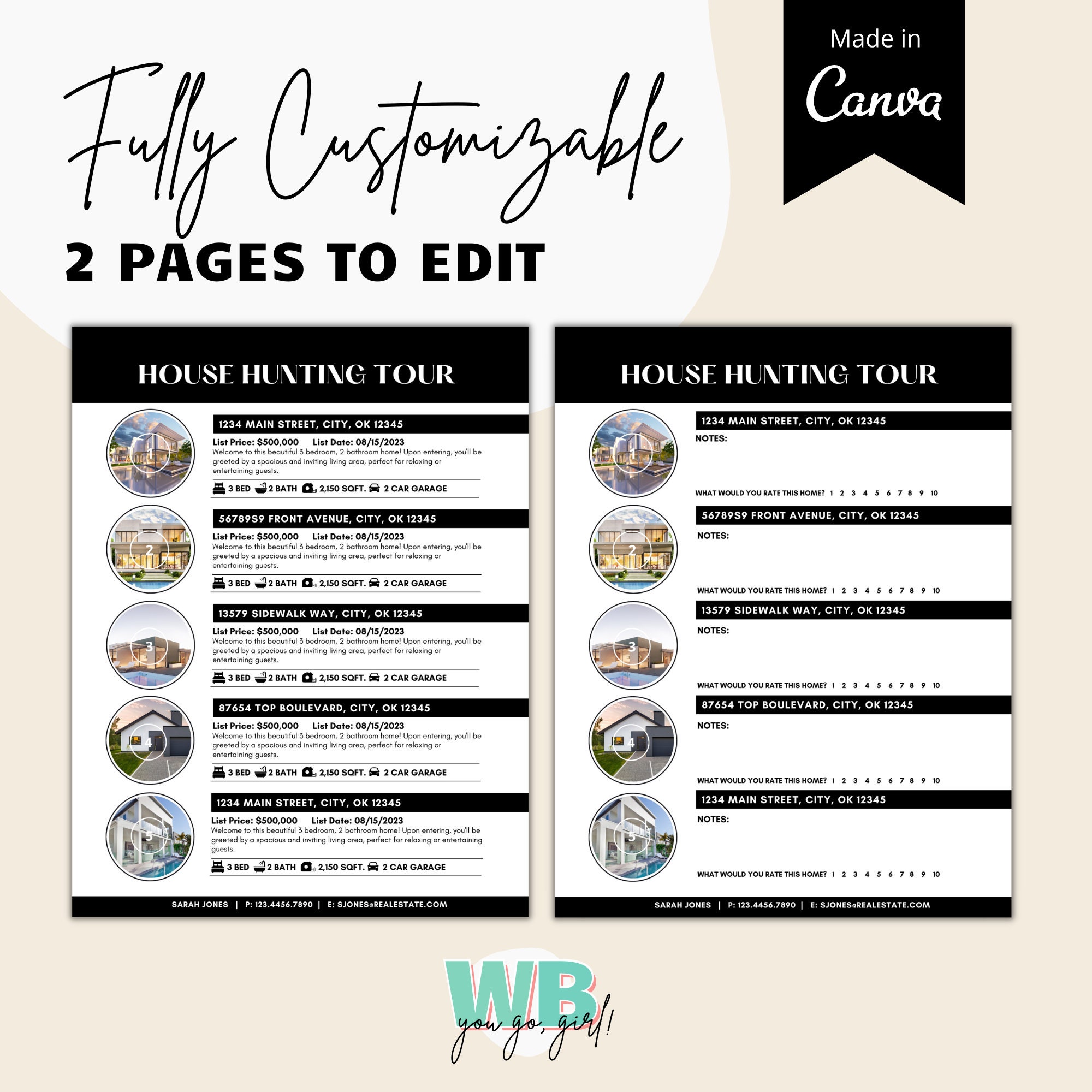 Real Estate Flyer, Home Tour Schedule, Realtor Flyer, Real Estate ...