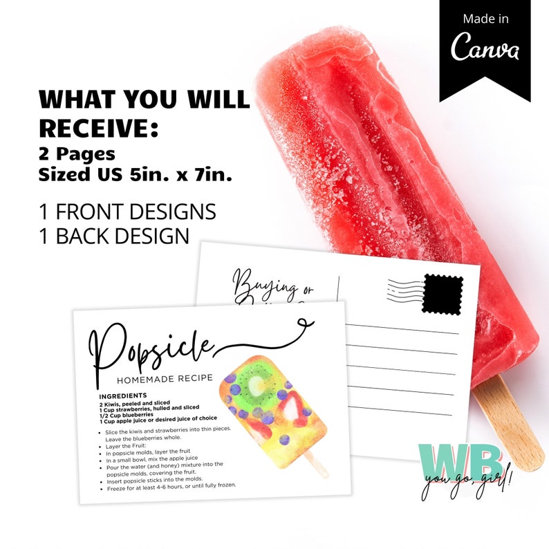 Real Estate Popsicle Recipe Postcard, Summer Treat Recipe Card, Realtor ...
