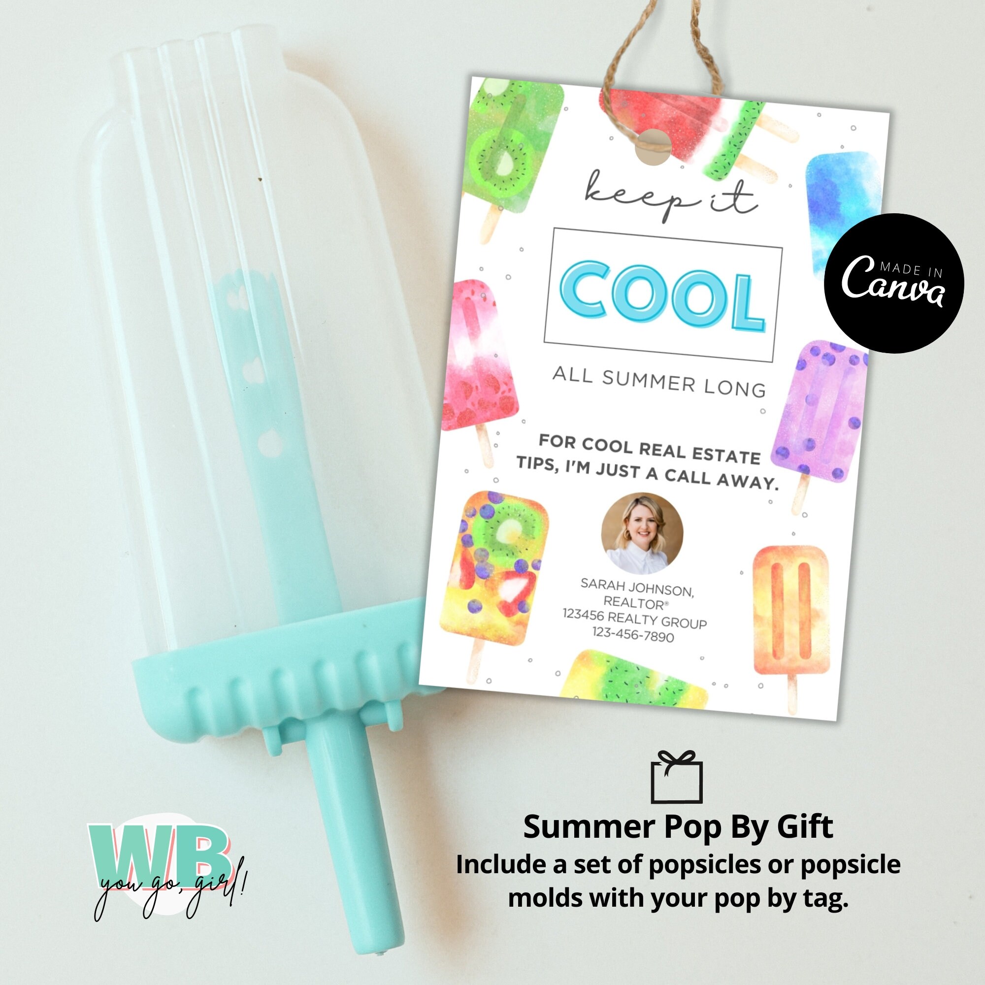 Printable Real Estate Summer Gift Tag, Realtor Popsicle Pop by Tag ...