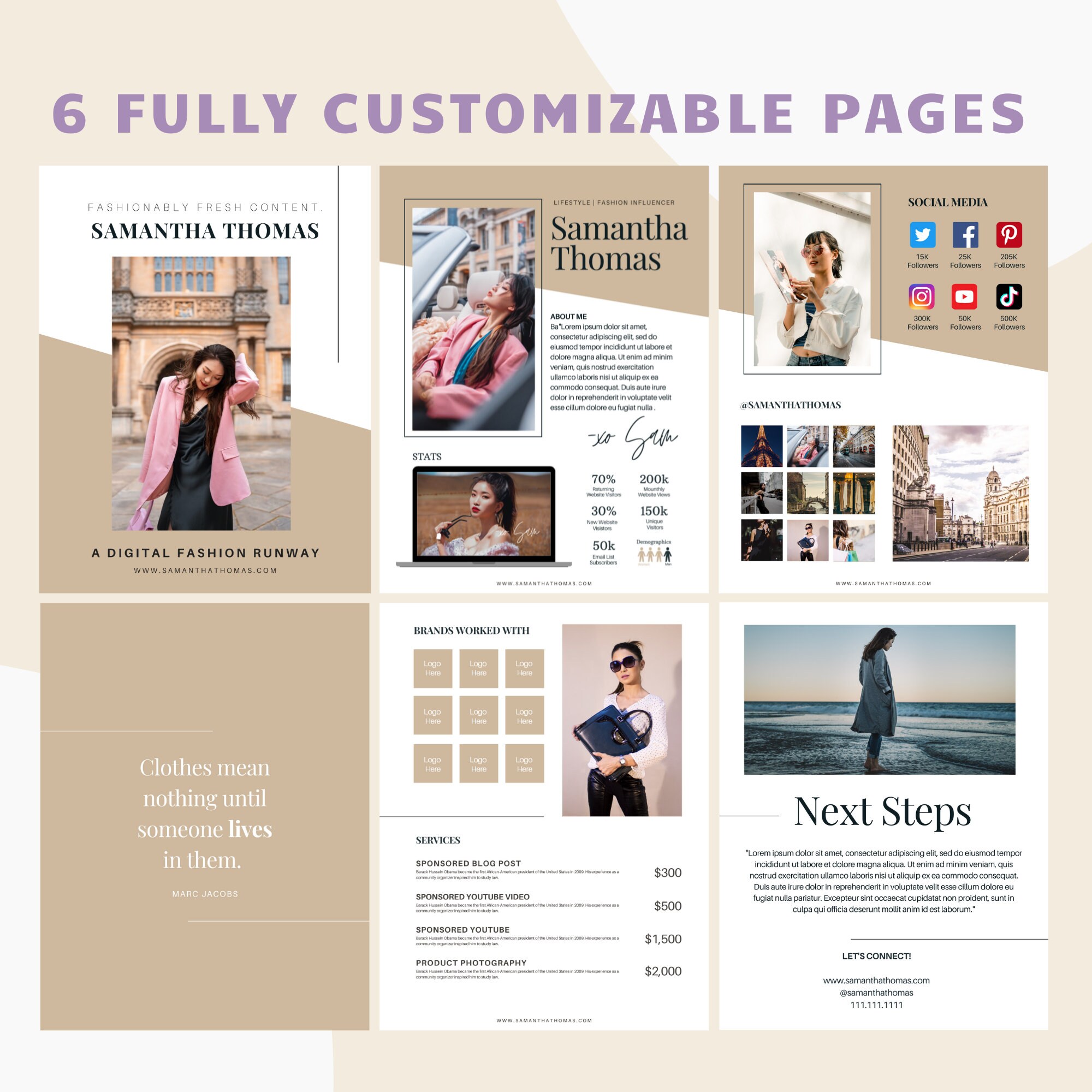 Canva Template Blogger | 6 Seiten | Influencer Media Kit für Tiktok ...