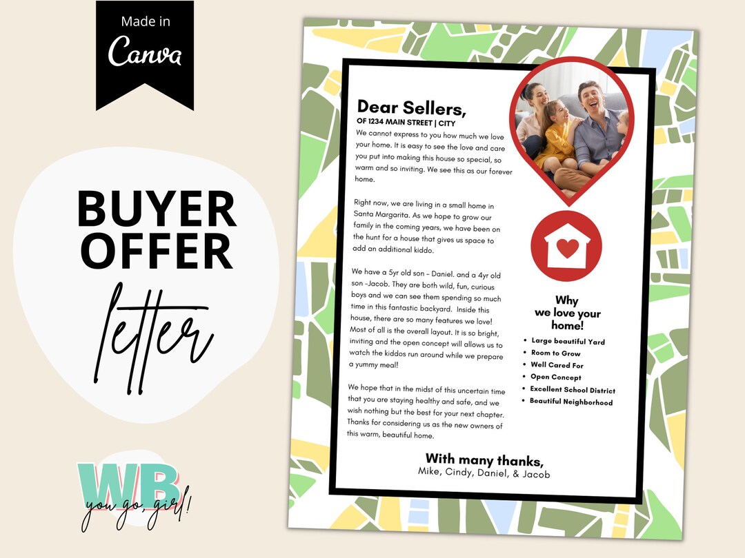 Buyer Offer Letter Template, Home Buyer, Home Offer Letter, Letter to ...