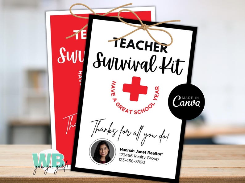 Teacher Survival Kit Gift Tags, Back to School Teacher Goodie Bag Tags ...