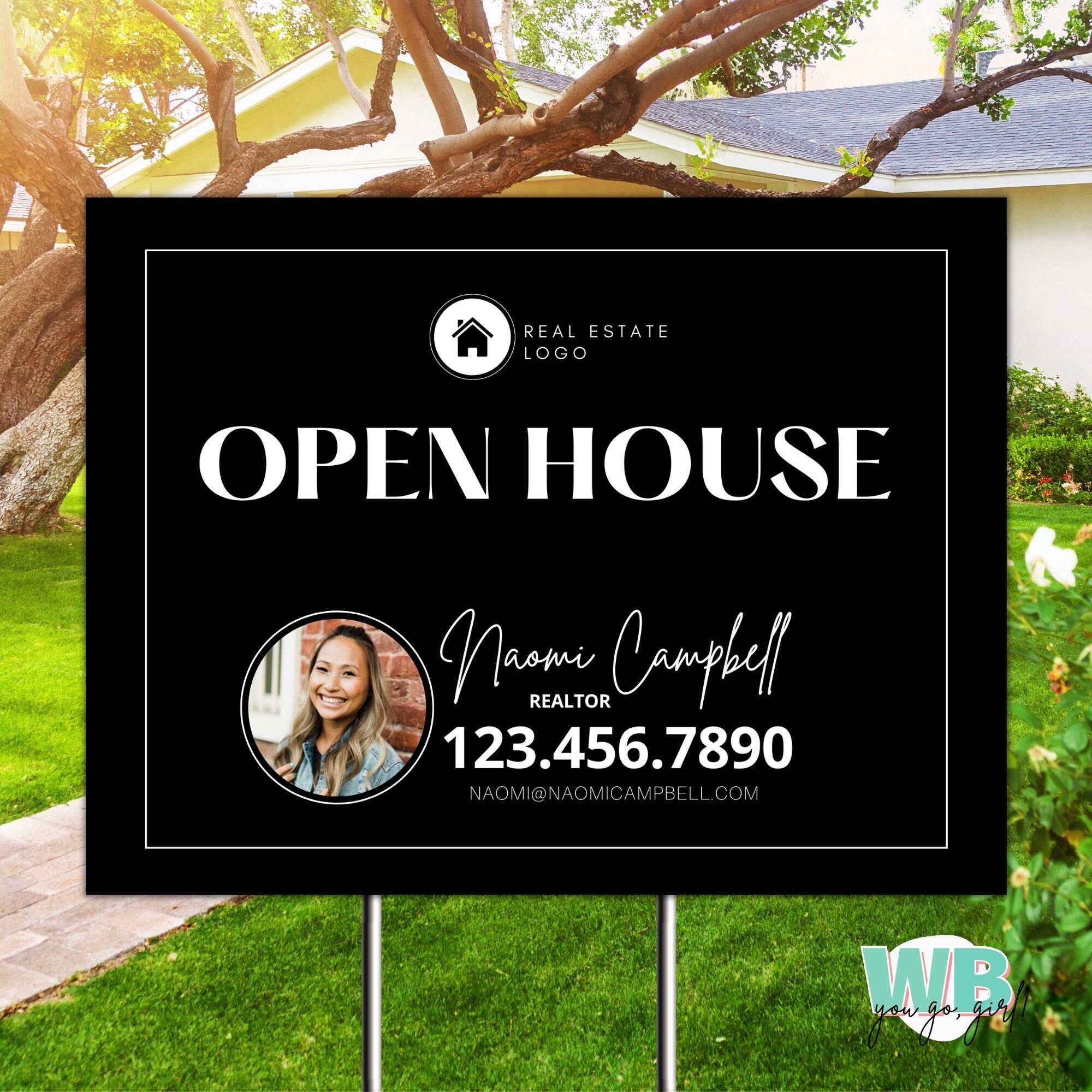 Open House Yard Sign Bundle, Real Estate Sign Template, Agent Open ...
