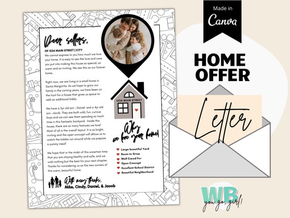 Home Offer Letter Template Home Buying Editable Home Offer | Etsy