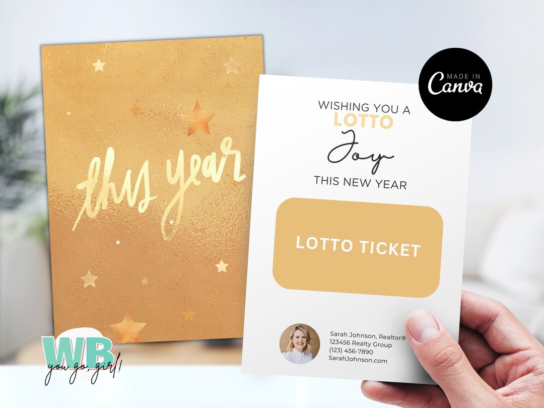 New Year Lottery Ticket Card Template, Happy New Years Gift Card Holder ...