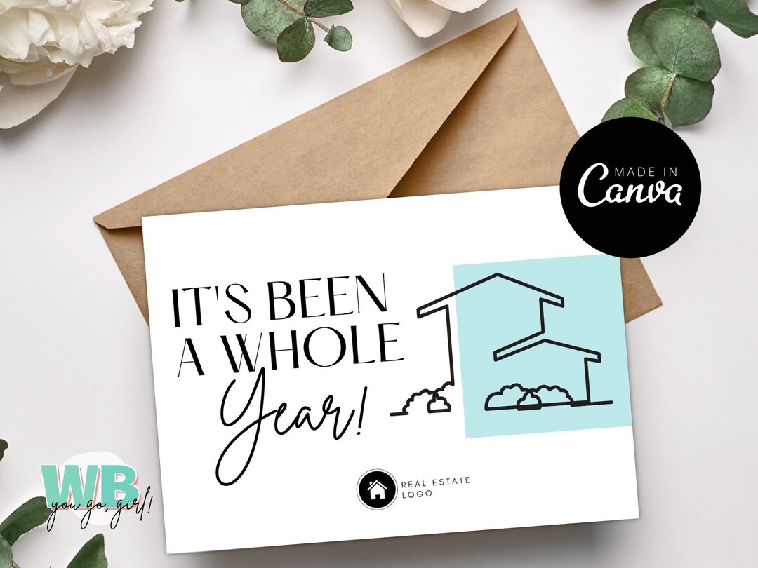 Houseiversary, Home Anniversary Card Realtor, Real Estate Gift for ...