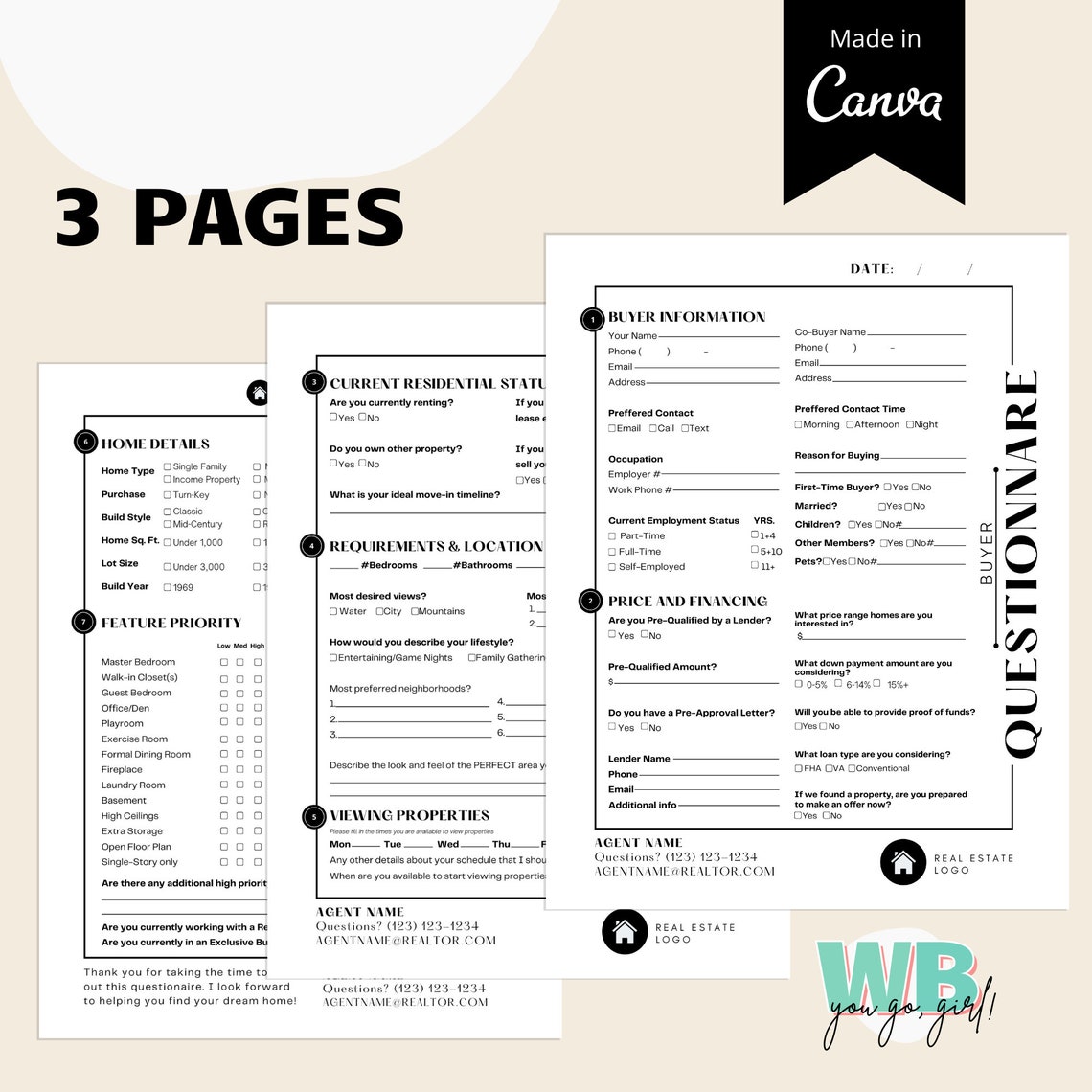 Real Estate Home Buyer's Questionnaire Questionnaire Real - Etsy