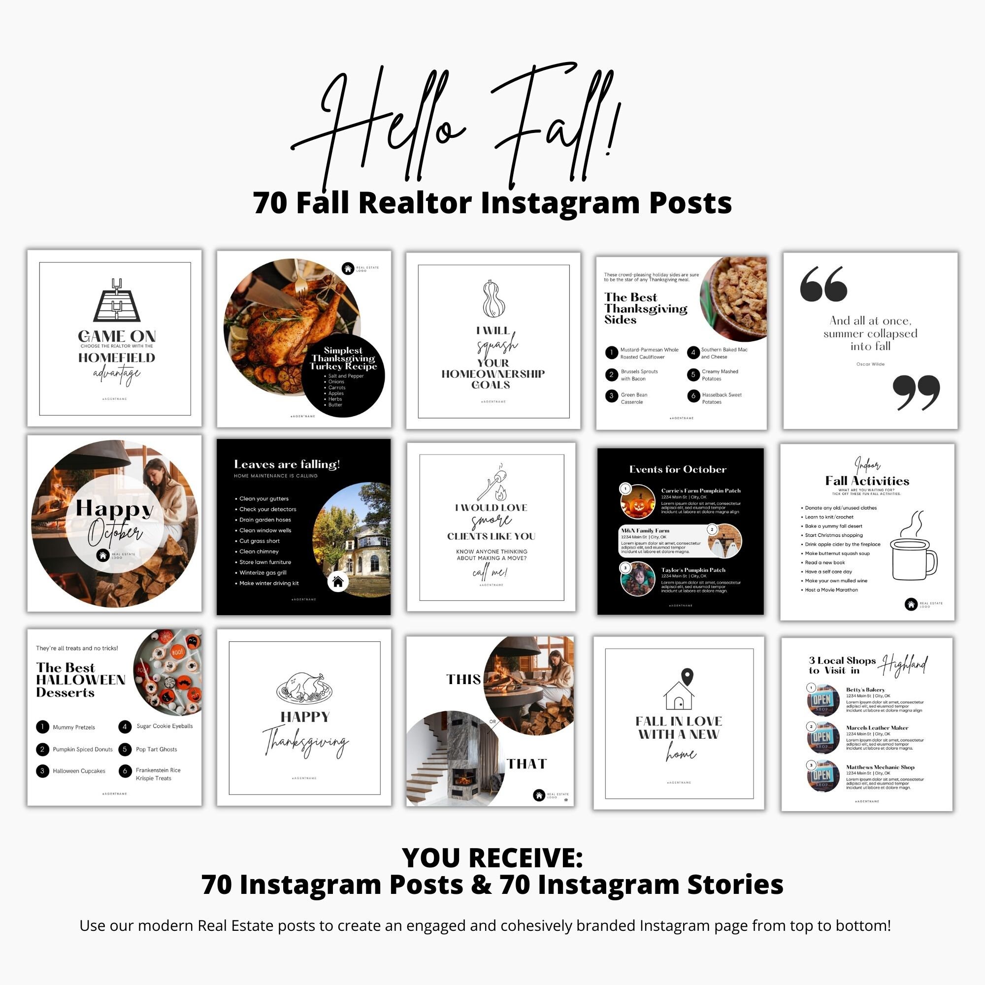100 Fall Real Estate Marketing for Modern Agents Instagram - Etsy