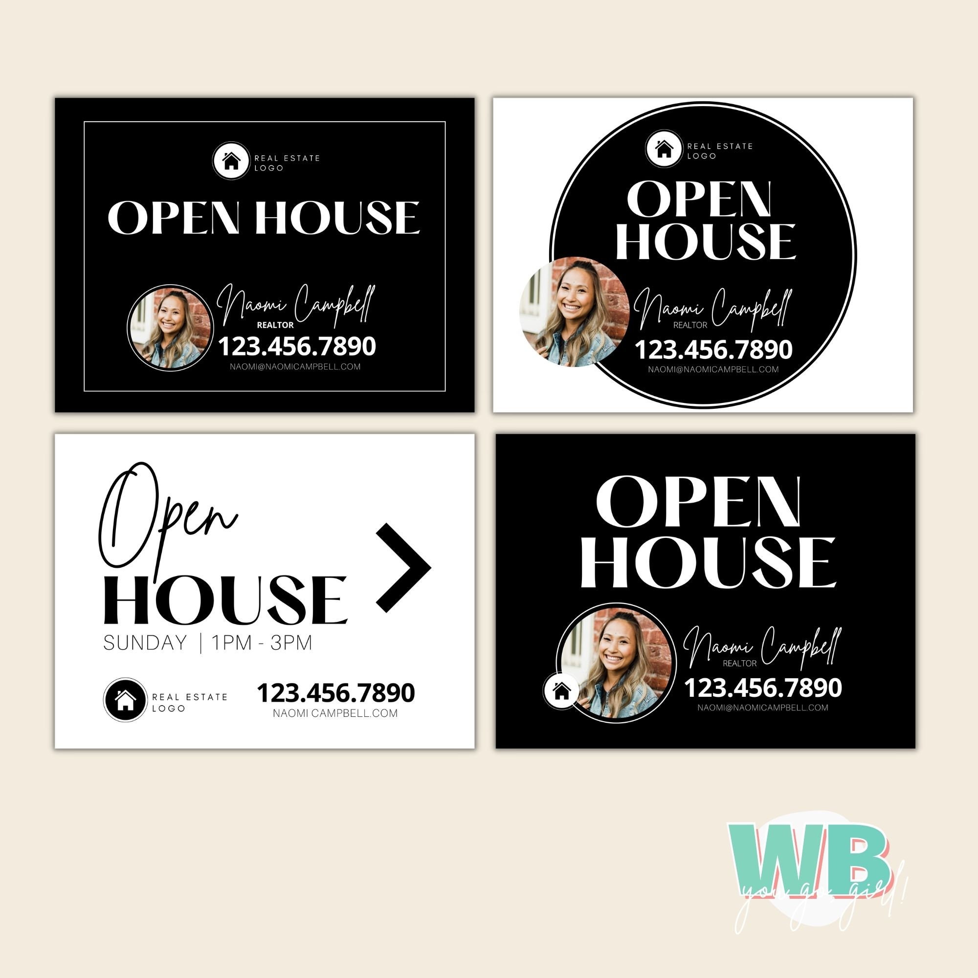 Open House Yard Sign Bundle, Real Estate Sign Template, Agent Open ...