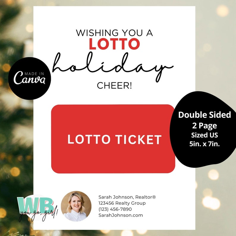 Holiday Lottery Ticket Card Template, Printable Holiday Gift Card ...