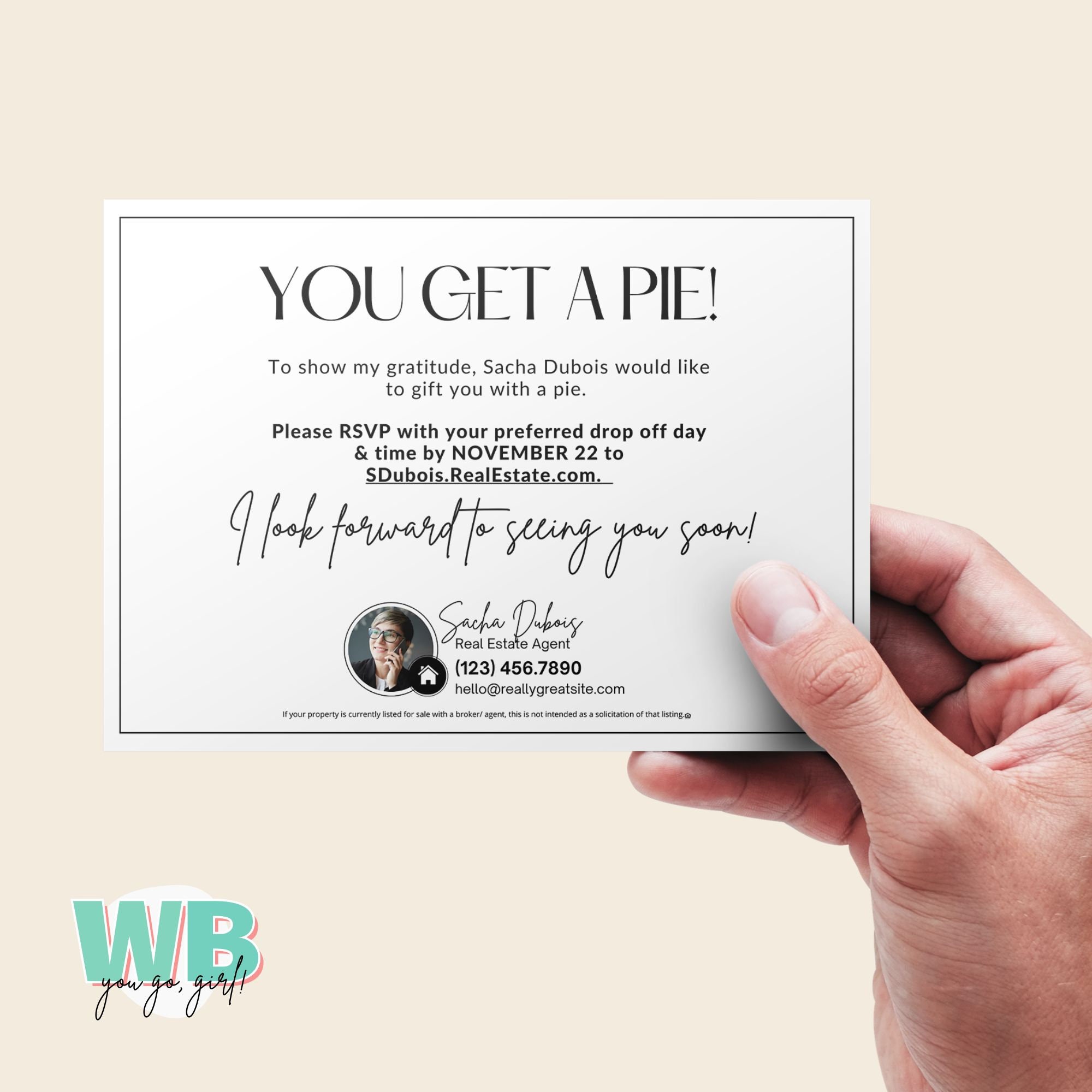 Realtor Pie Giveaway Postcard Fall Real Estate Card Realtor - Etsy