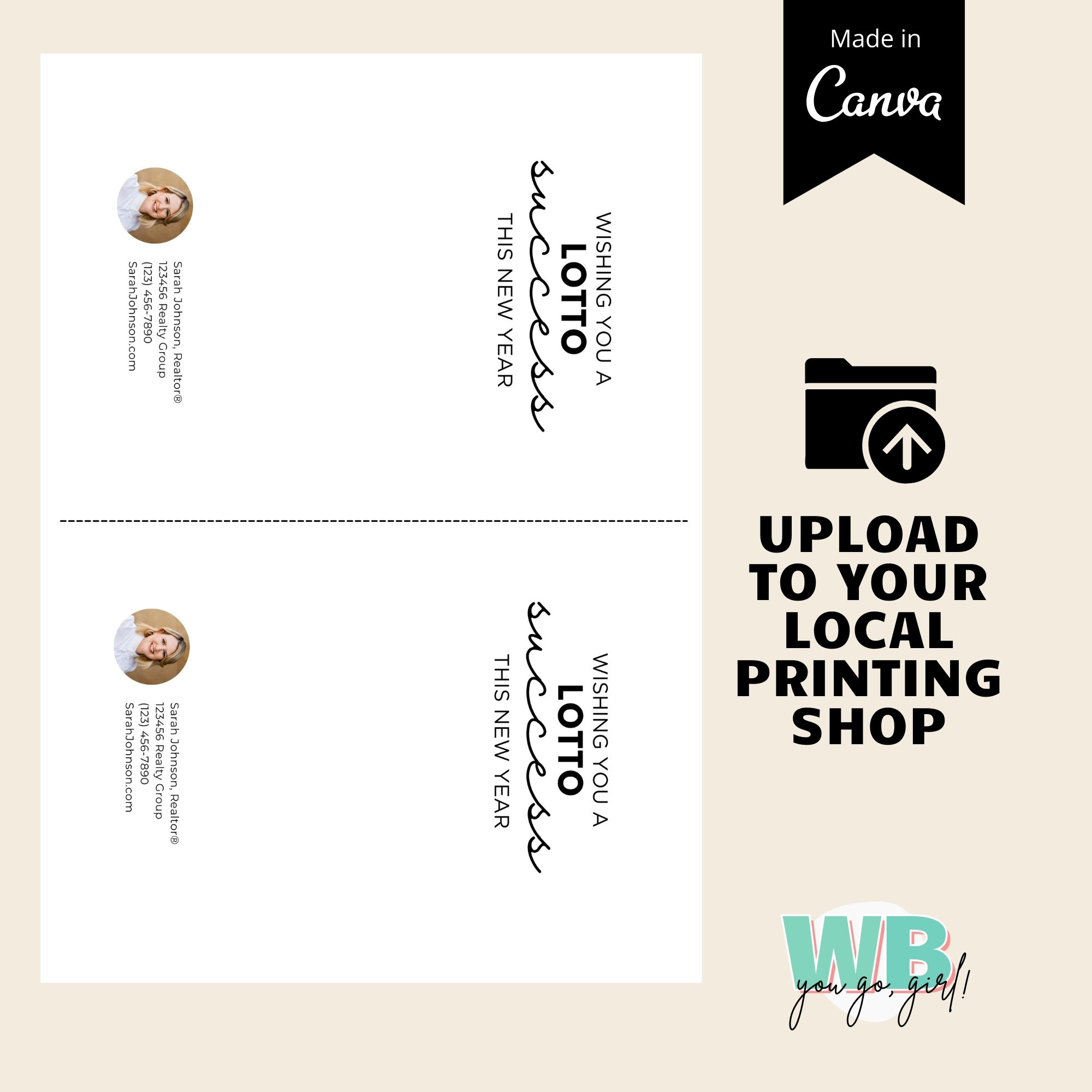 New Year Lottery Ticket Card Template, Happy New Years Gift Card Holder ...