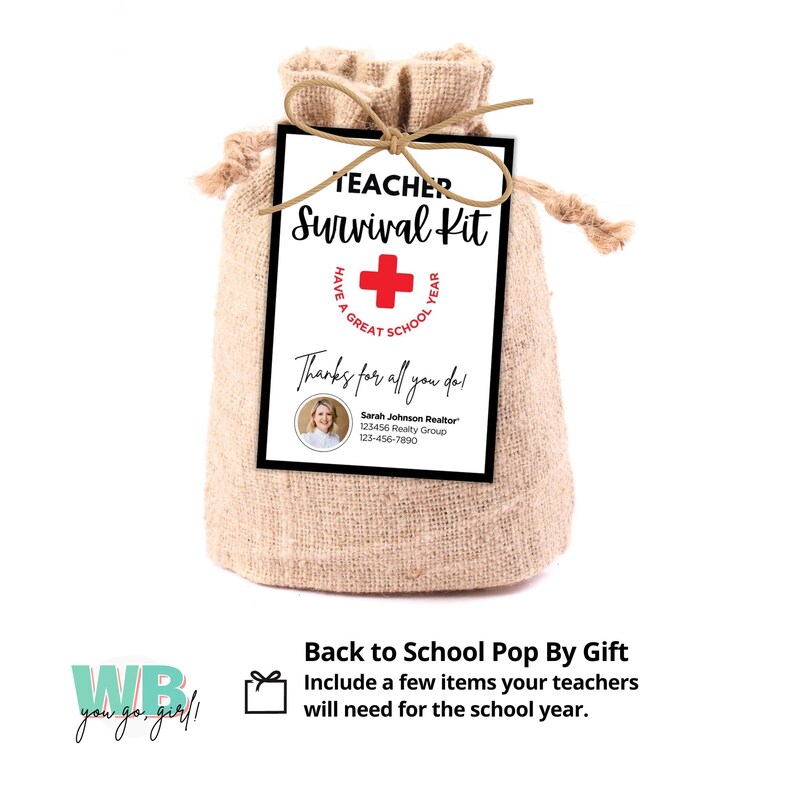 Teacher Survival Kit Gift Tags, Back to School Teacher Goodie Bag Tags ...