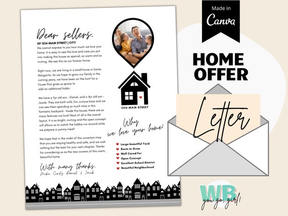 Home Offer Letter Template Home Buying Editable Home Offer | Etsy