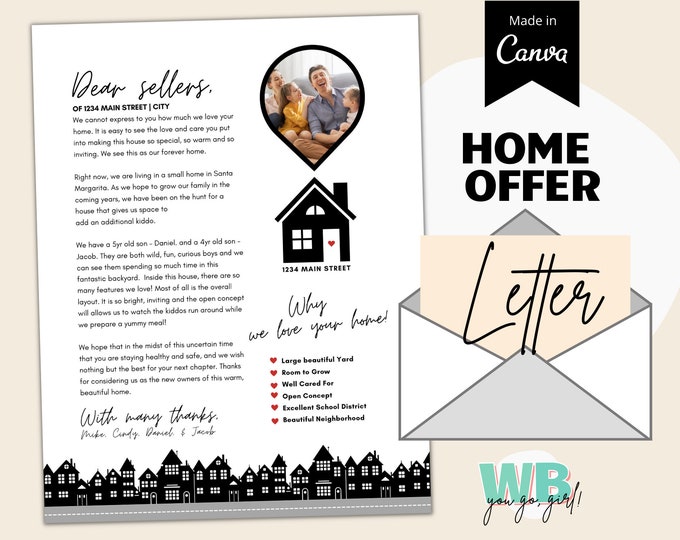 INSTANT DOWNLOAD Home Offer Letter Template Home Buying Buying a New ...