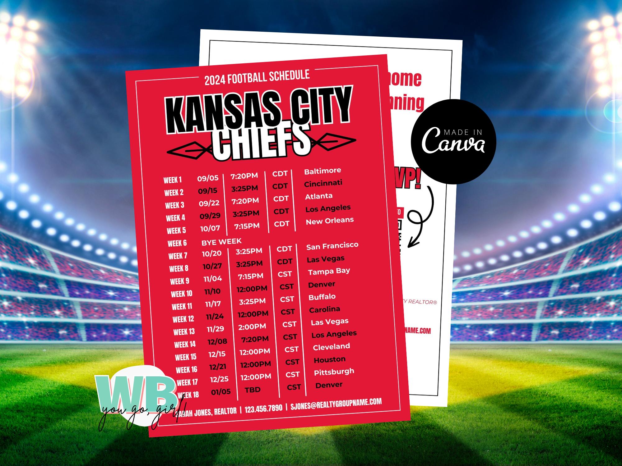 Nfl Chiefs Schedule Etsy