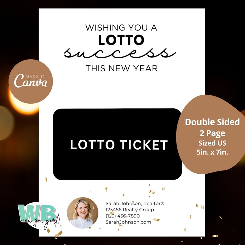 New Year Lottery Ticket Card Template, Happy New Years Gift Card Holder ...