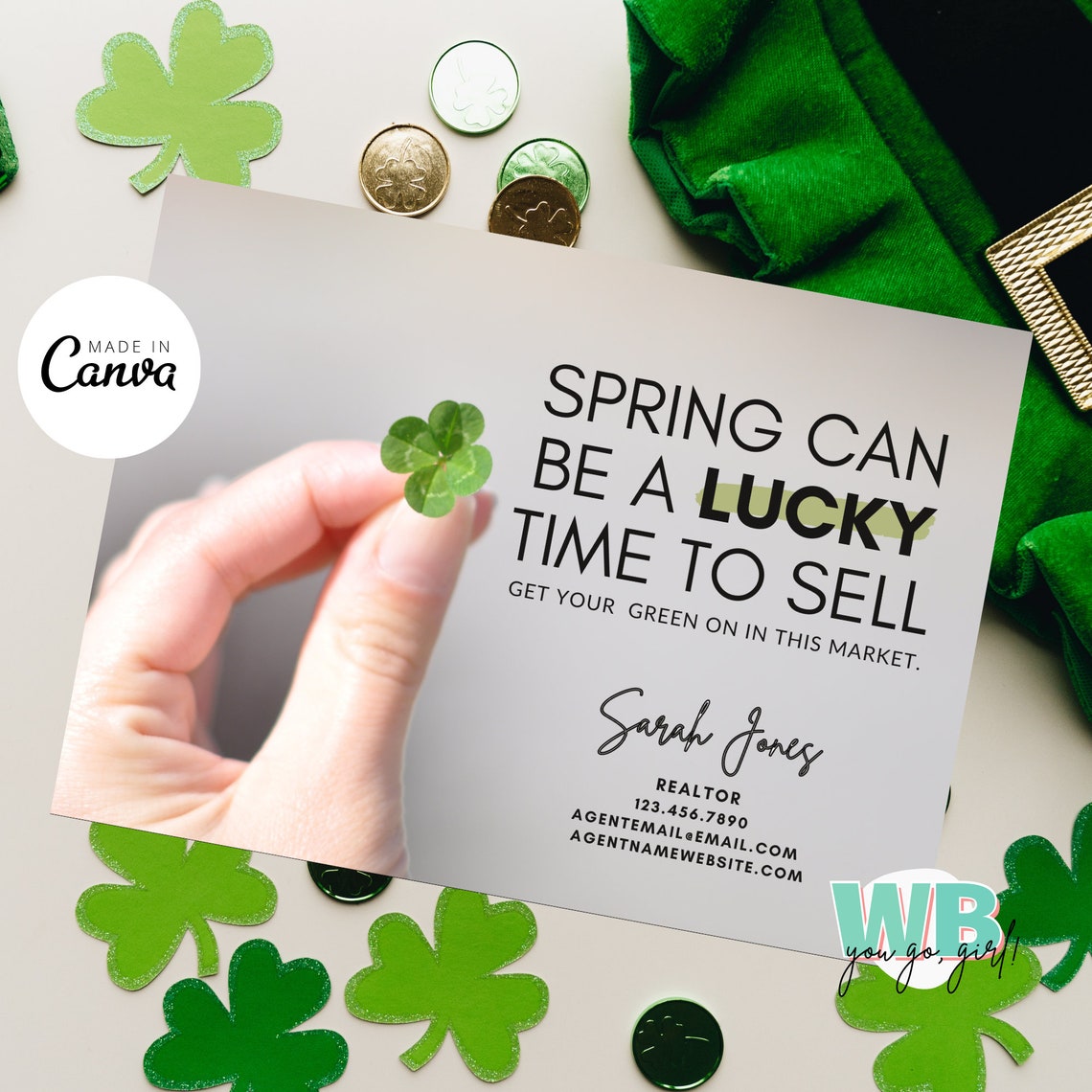 Real Estate St. Patricks Day Postcard, Real Estate Marketing, Realtor ...