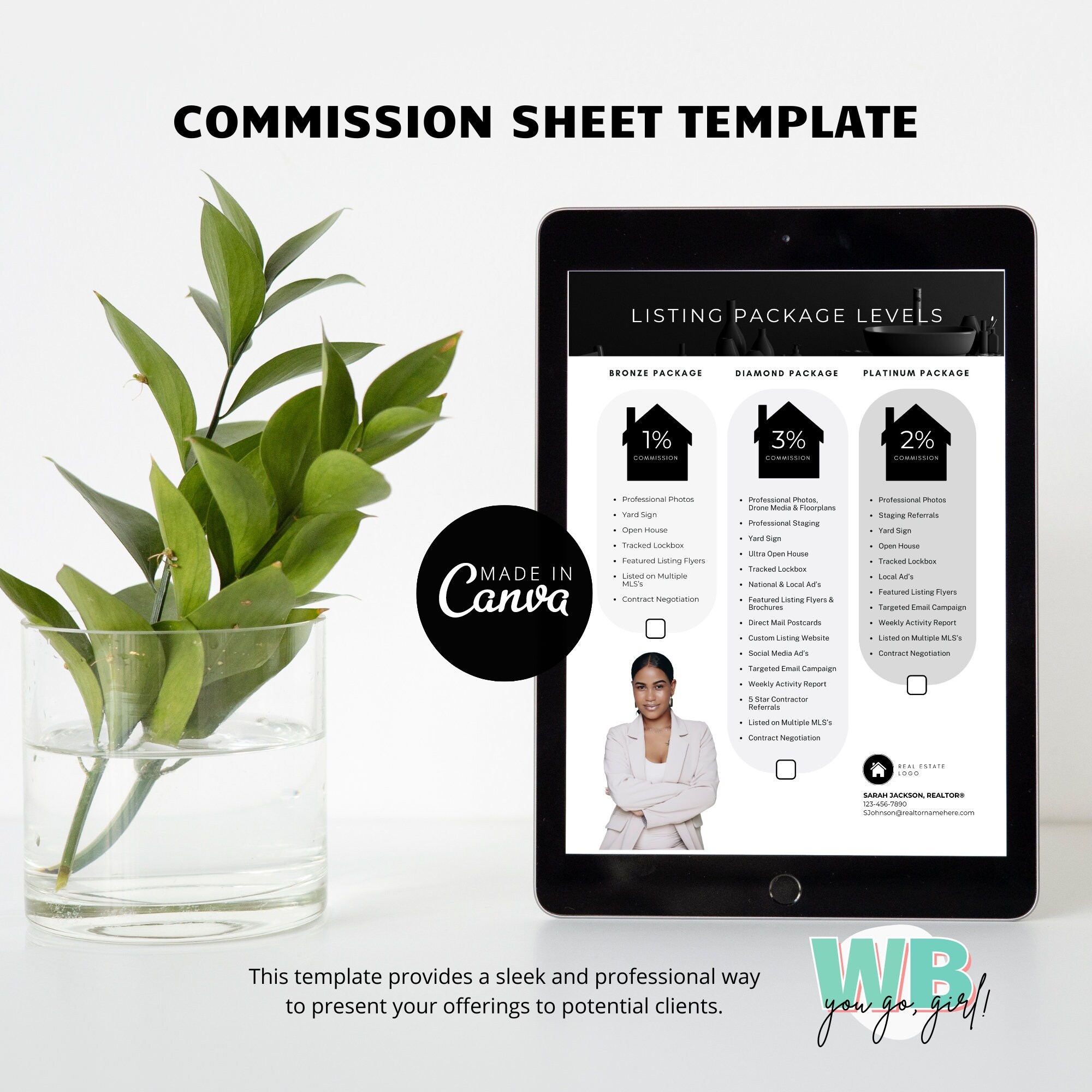 Real Estate Commission Sheet Template, Listing Presentation, Commission ...