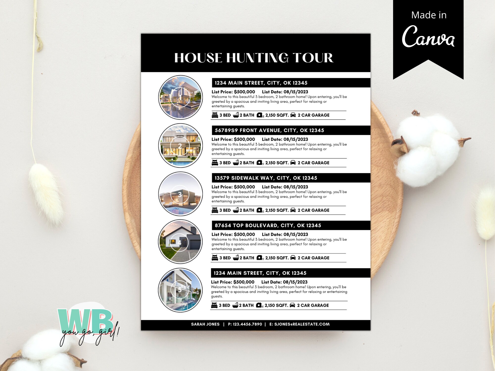 Real Estate Flyer, Home Tour Schedule, Realtor Flyer, Real Estate ...