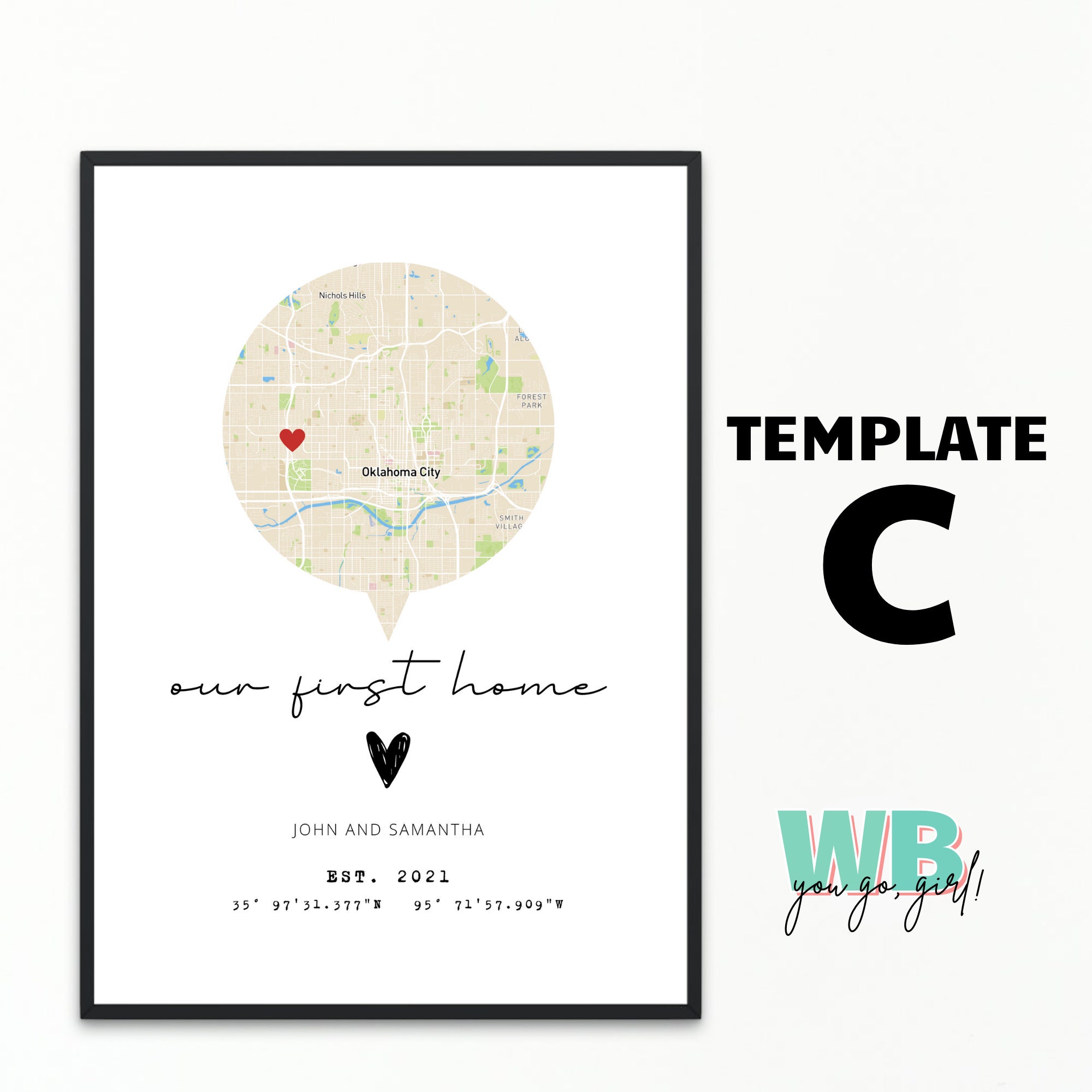 Custom Street Map, Simple New Homeowner Gift, Personalized Housewarming ...