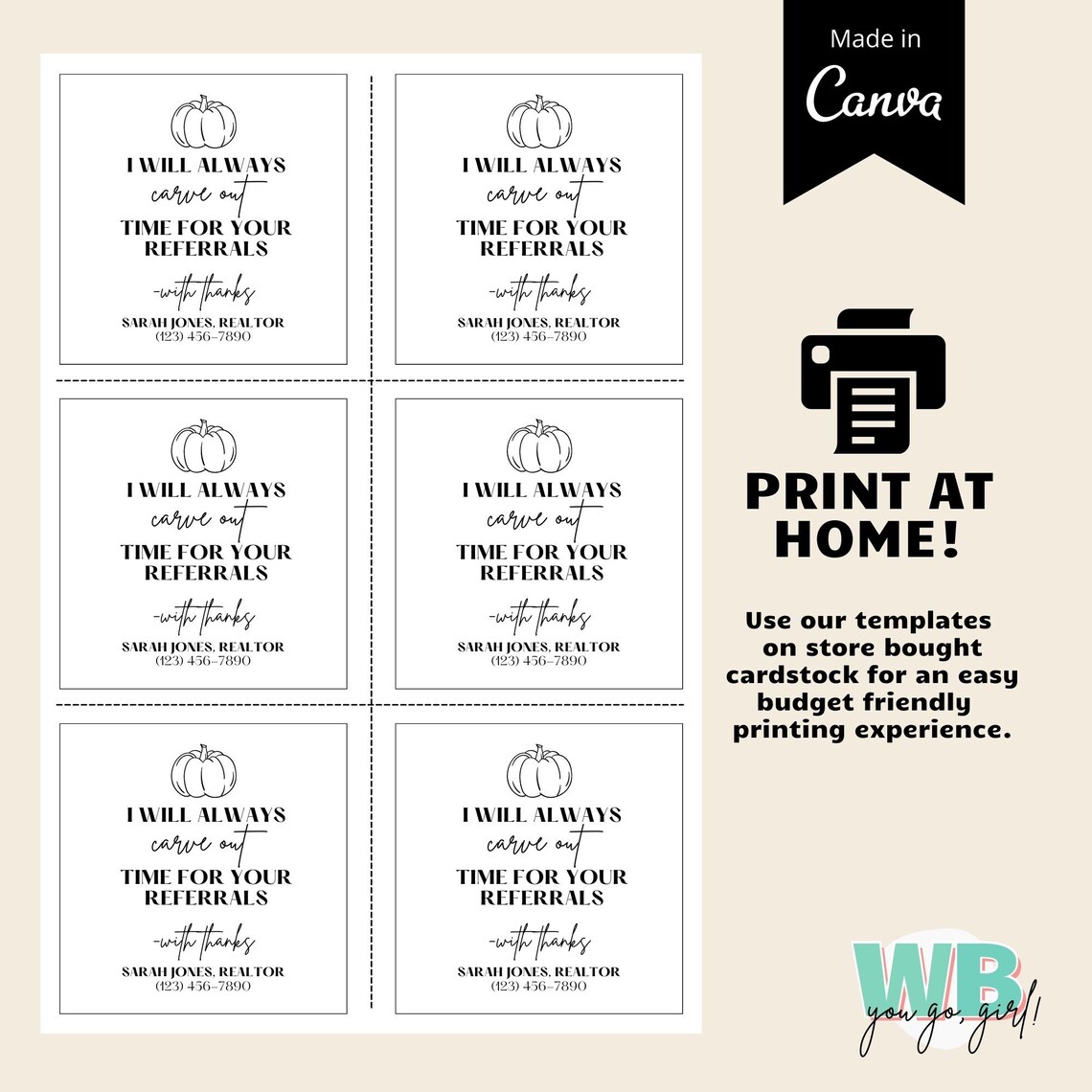 Halloween Realtor Gift Tags, Pumpkin Carve Out Time for You and Your ...