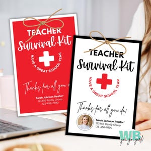 Teacher Survival Kit Gift Tags, Back to School Teacher Goodie Bag Tags ...