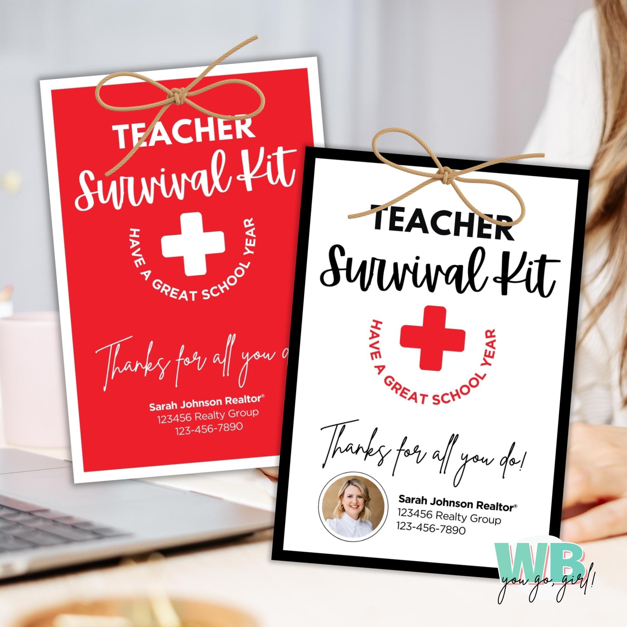 Teacher Survival Kit Gift Tags, Back to School Teacher Goodie Bag Tags ...