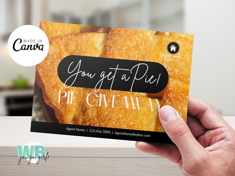 Realtor Pie Giveaway Postcard, Fall Real Estate Card, Realtor Marketing ...