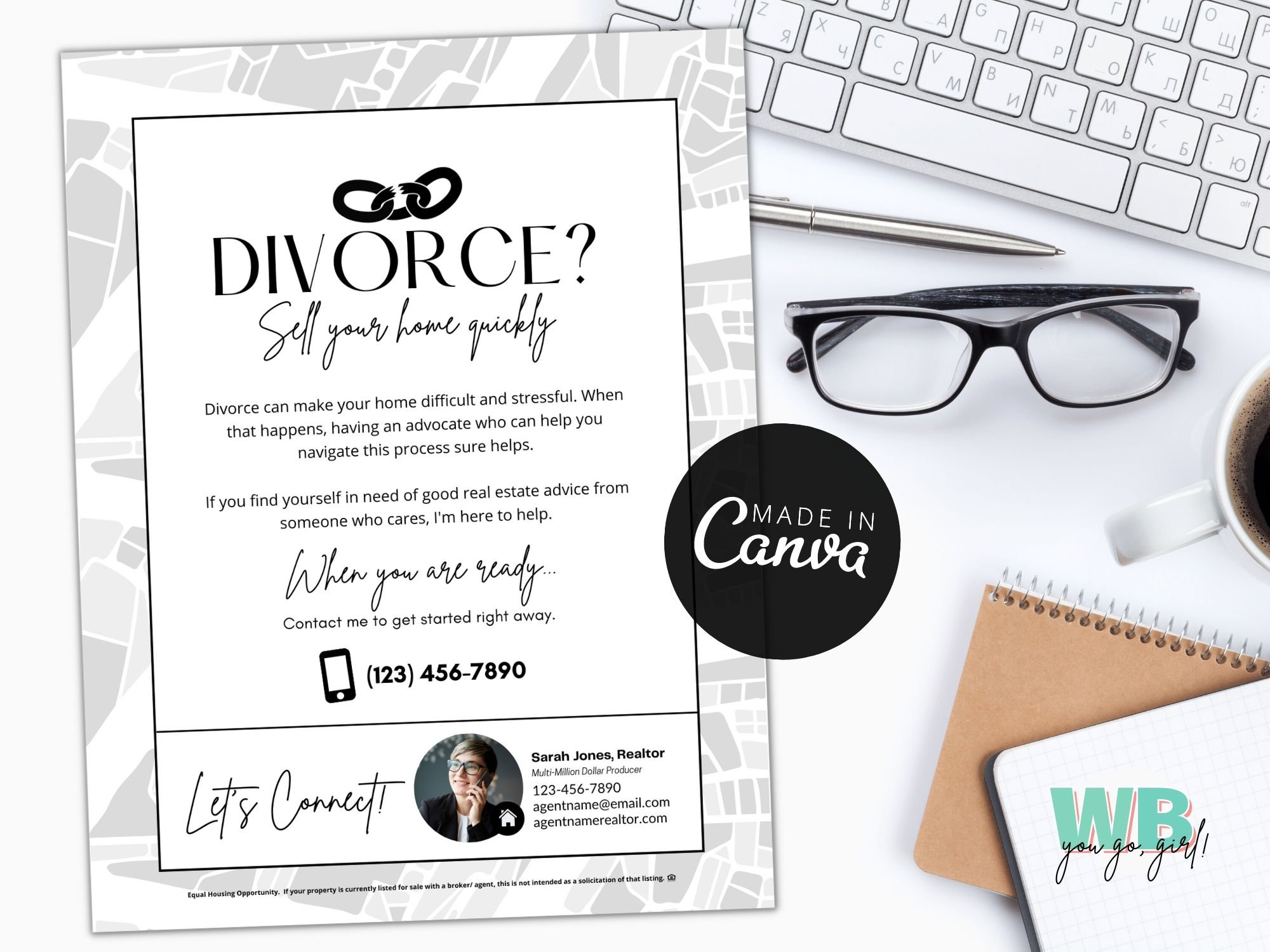 Divorce Real Estate Flyer Canva Realtor Templates Real - Etsy