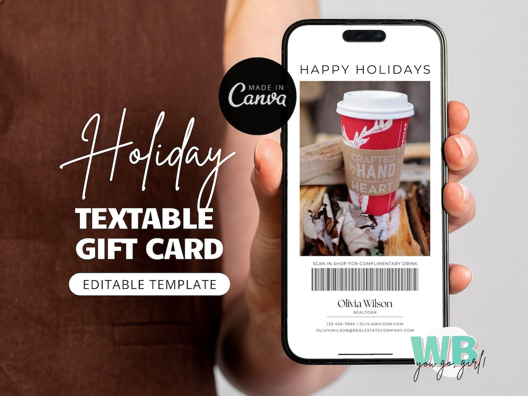 Real Estate Holiday Textable Gift Card Digital Scannable Gift - Etsy