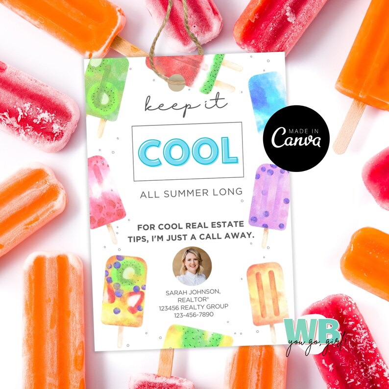 Printable Real Estate Summer Gift Tag, Realtor Popsicle Pop by Tag ...