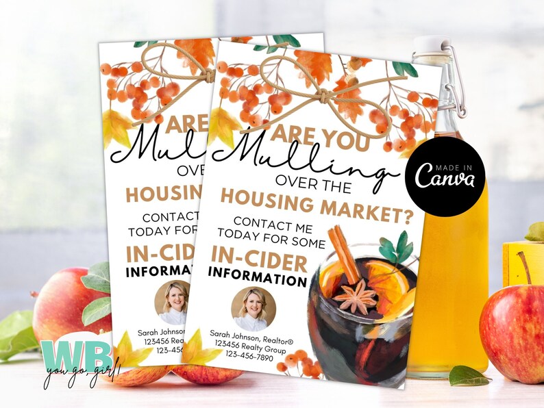 Fall Hot Apple Cider Realtor Pop by Tags, Real Estate Fall Marketing ...