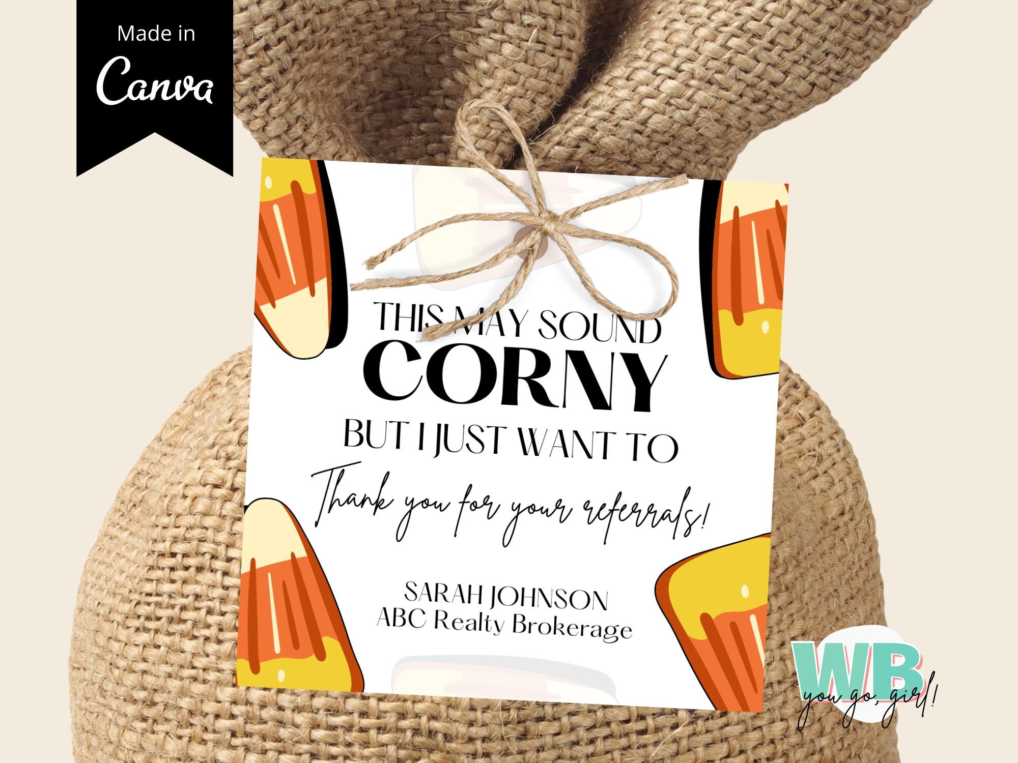 Candy Corn Gift Tag Template, Halloween Client Appreciation Gift Tags ...