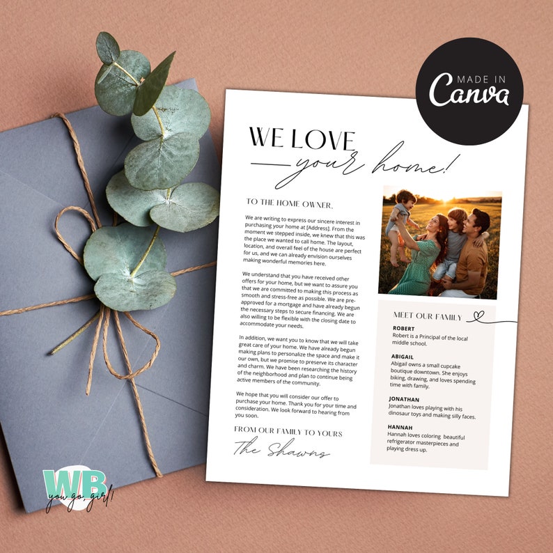 Home Offer Letter Template, Home Buying, Editable Home Offer Letter ...