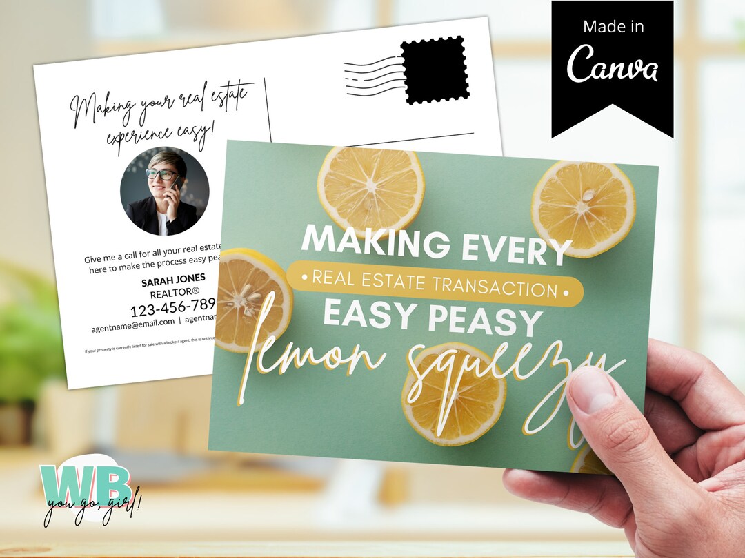 Real Estate Summer Postcard, Real Estate Template, Easy Peasy Lemon ...