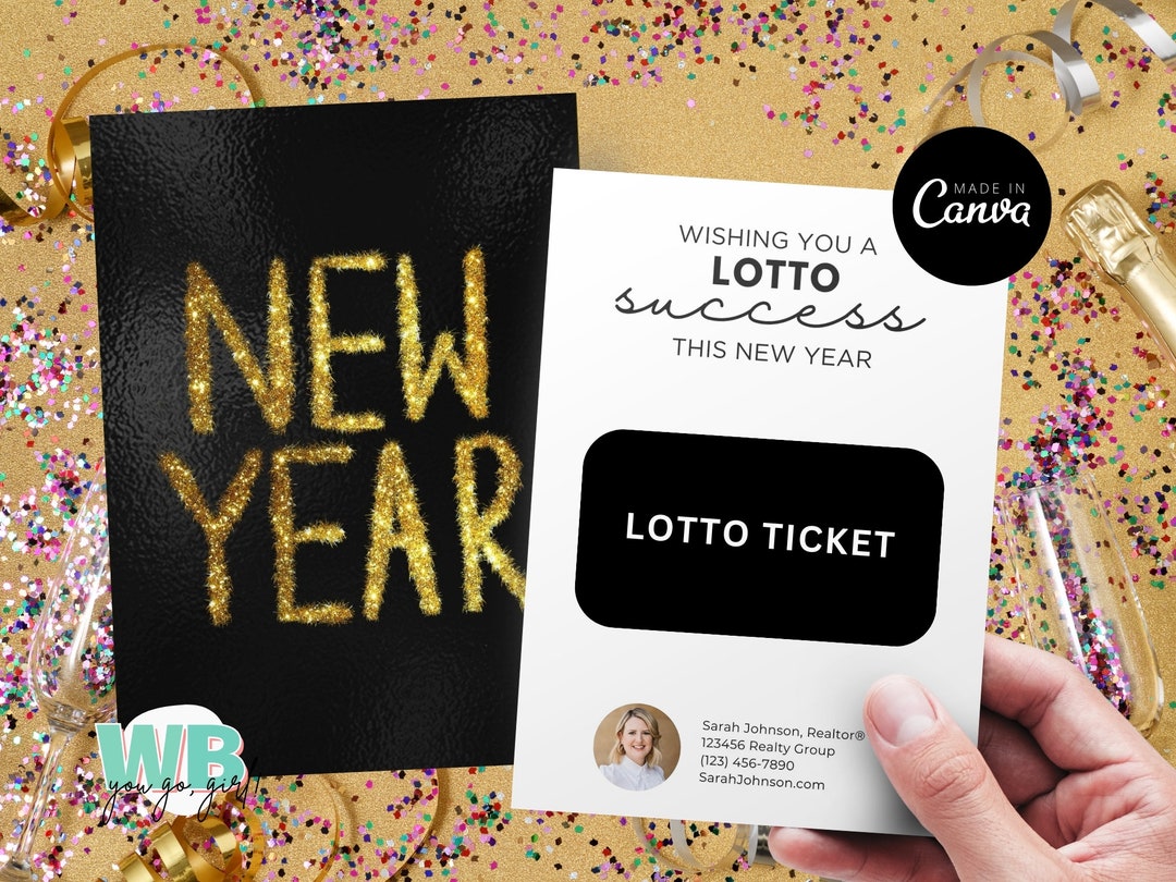 New Year Lottery Ticket Card Template, Happy New Years Gift Card Holder ...
