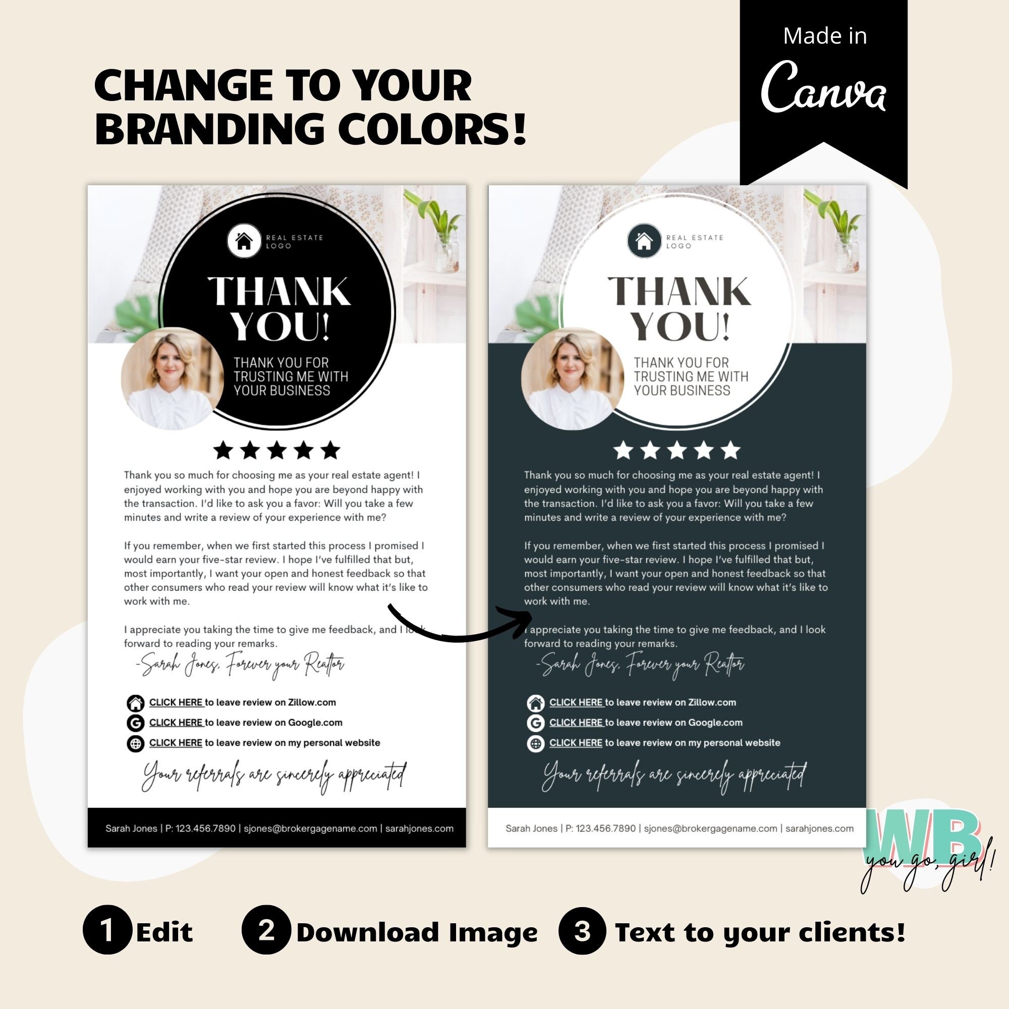 Client Review Request Textable Card, Thank You Realtor Text ...