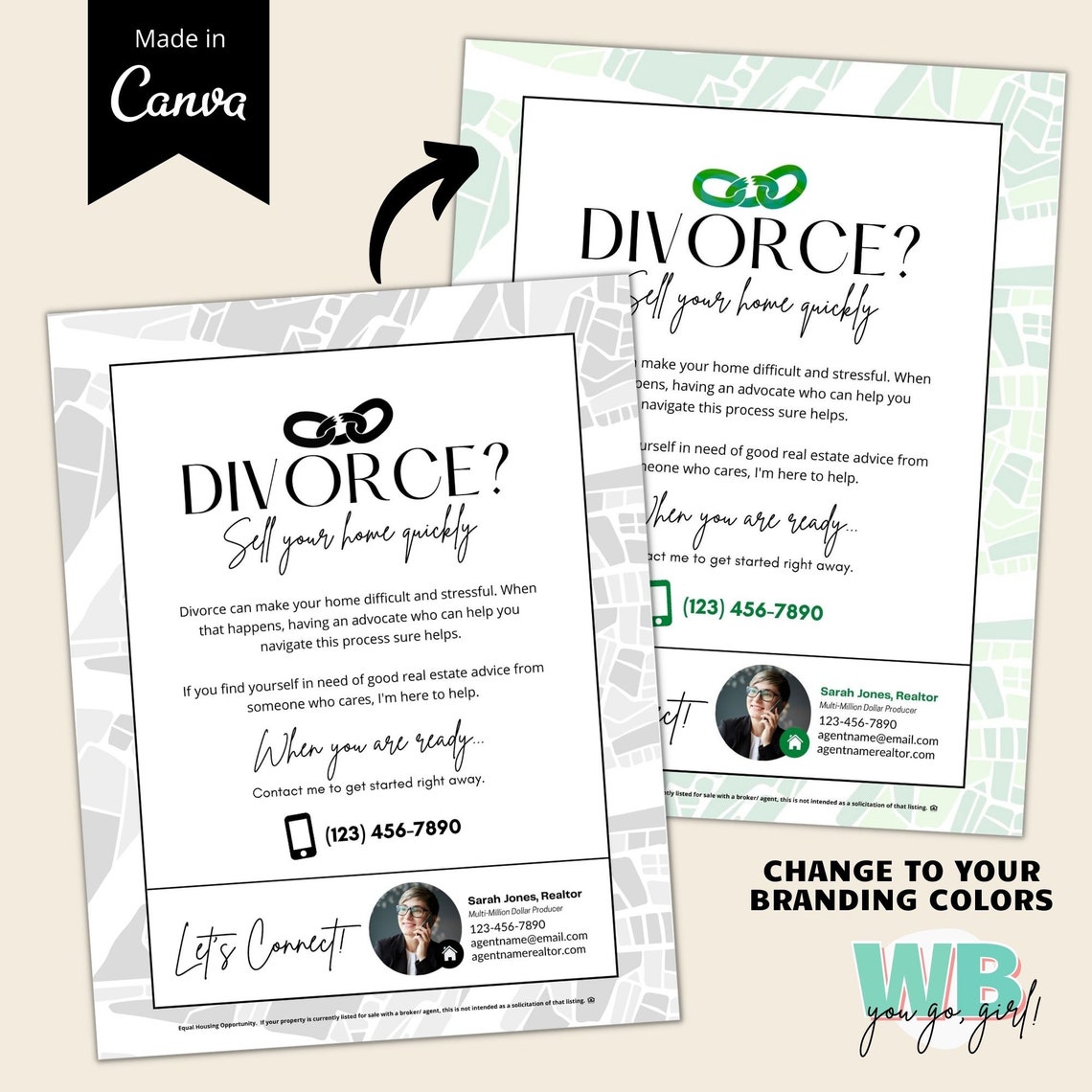 Divorce Real Estate Flyer Canva Realtor Templates Real - Etsy
