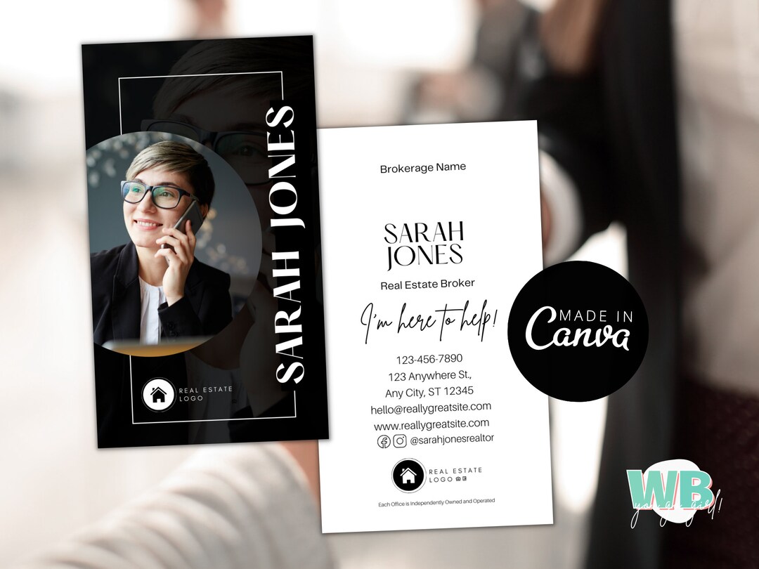 Real Estate Business Card Template, Editable Realtor Business Card ...