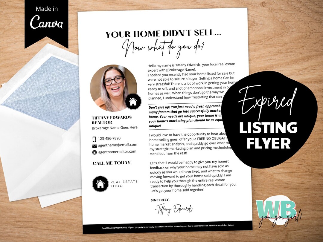 Real Estate Expired Letter, Home Seller Guide, Listing Prospecting Mailing, Your Home Expired ...