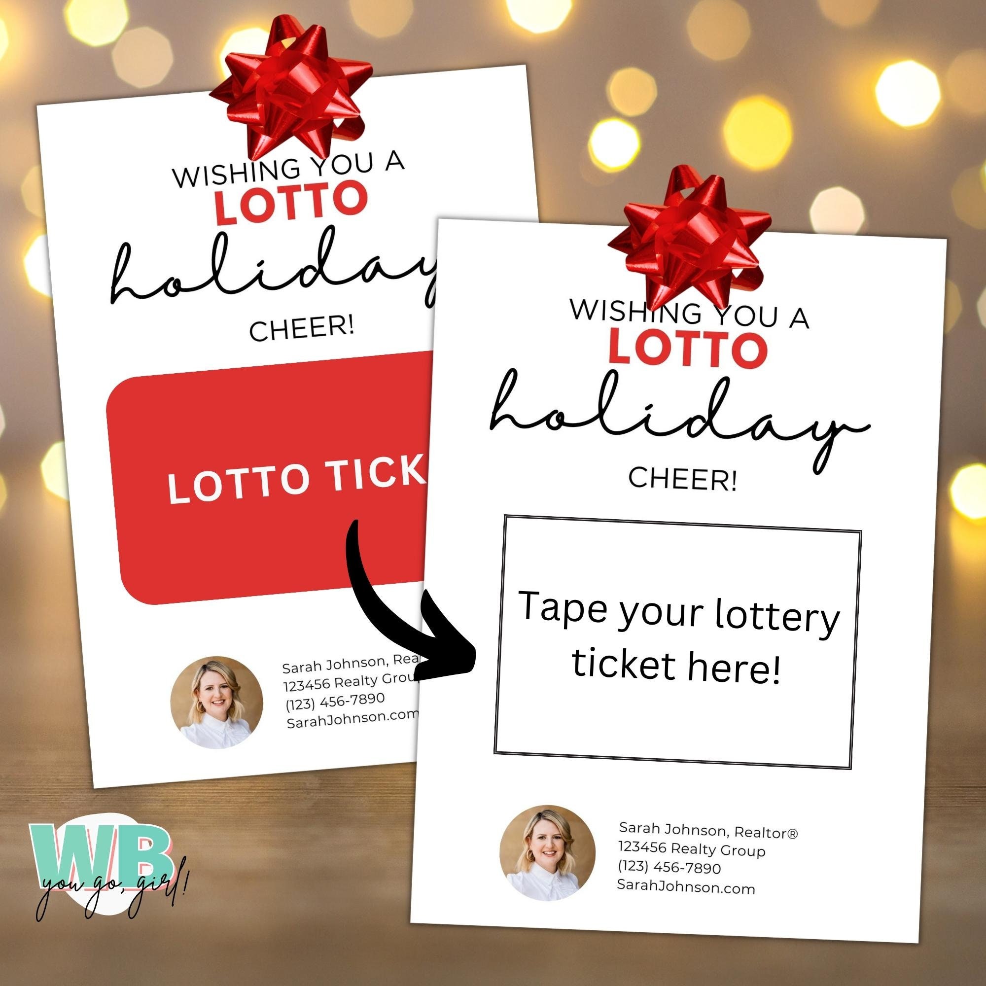Holiday Lottery Ticket Card Template, Printable Holiday Gift Card ...