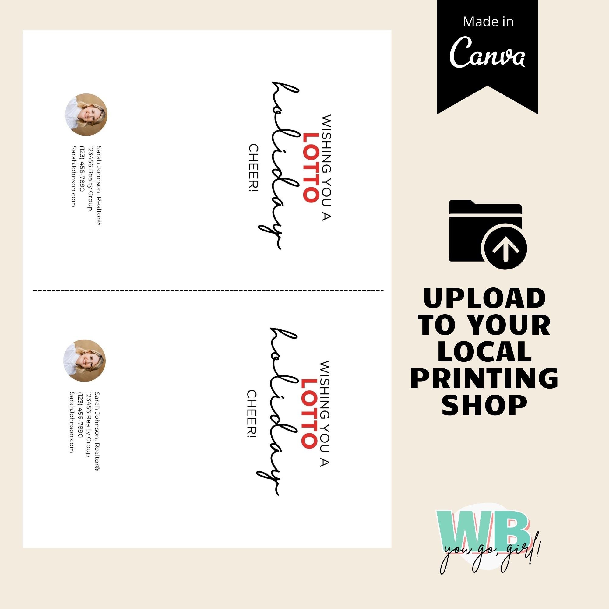 Holiday Lottery Ticket Card Template, Printable Holiday Gift Card ...