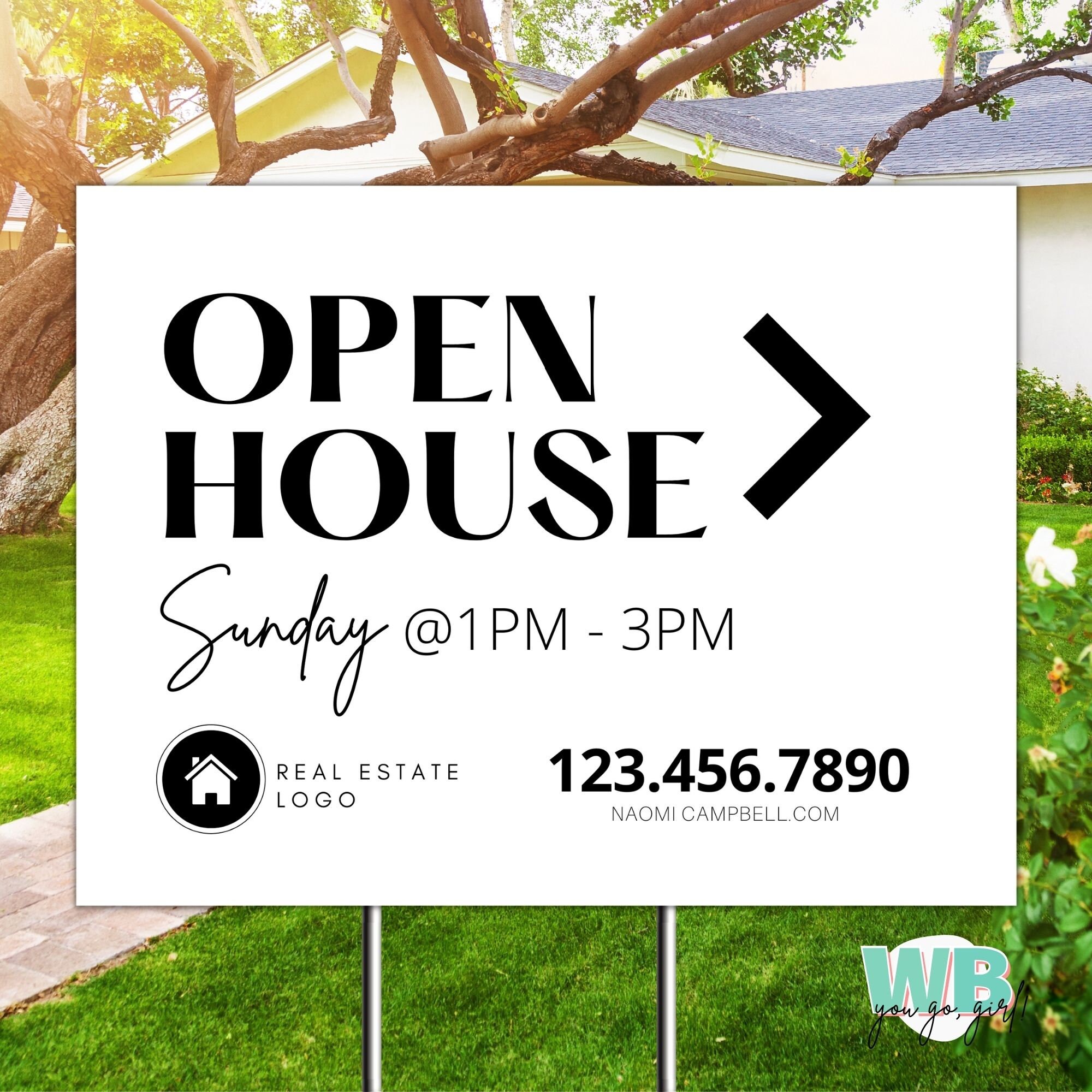 Open House Yard Sign Bundle, Real Estate Sign Template, Agent Open ...