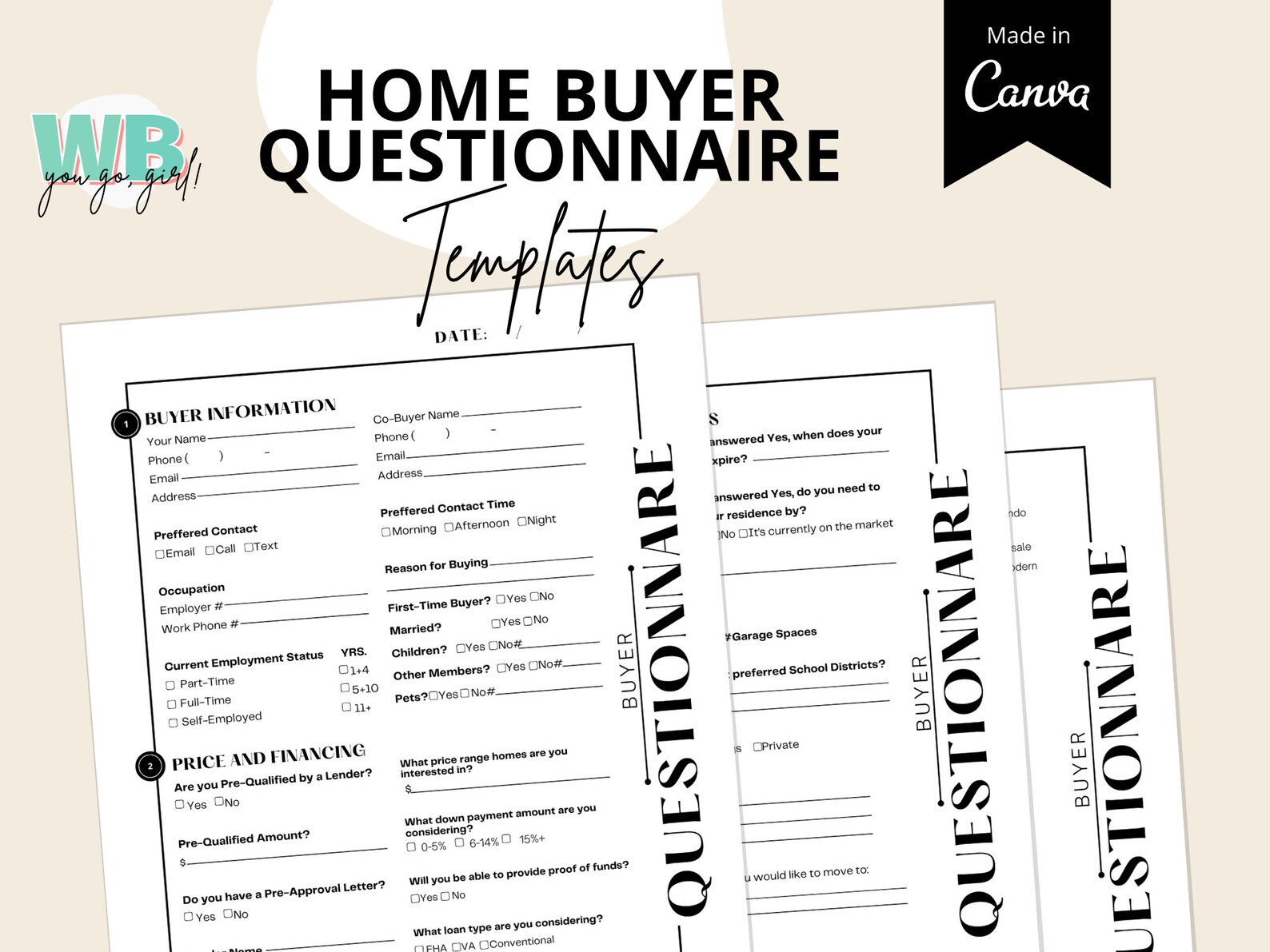 Real Estate Home Buyer's Questionnaire Questionnaire Real - Etsy
