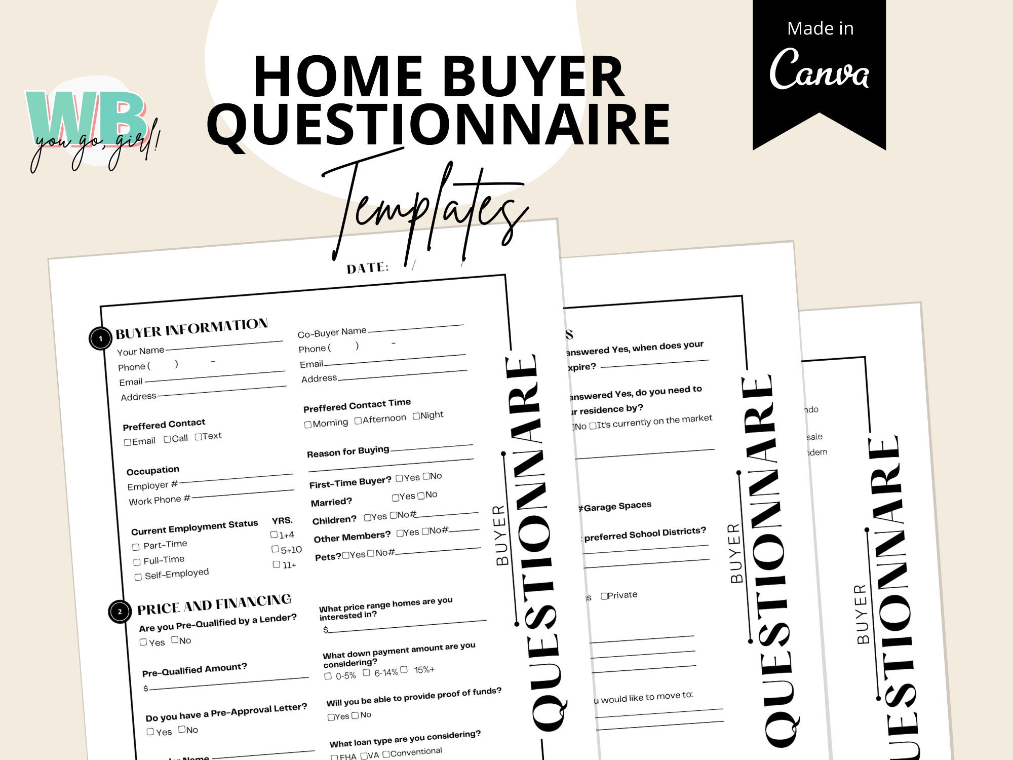 Real Estate Home Buyer's Questionnaire Questionnaire Real - Etsy