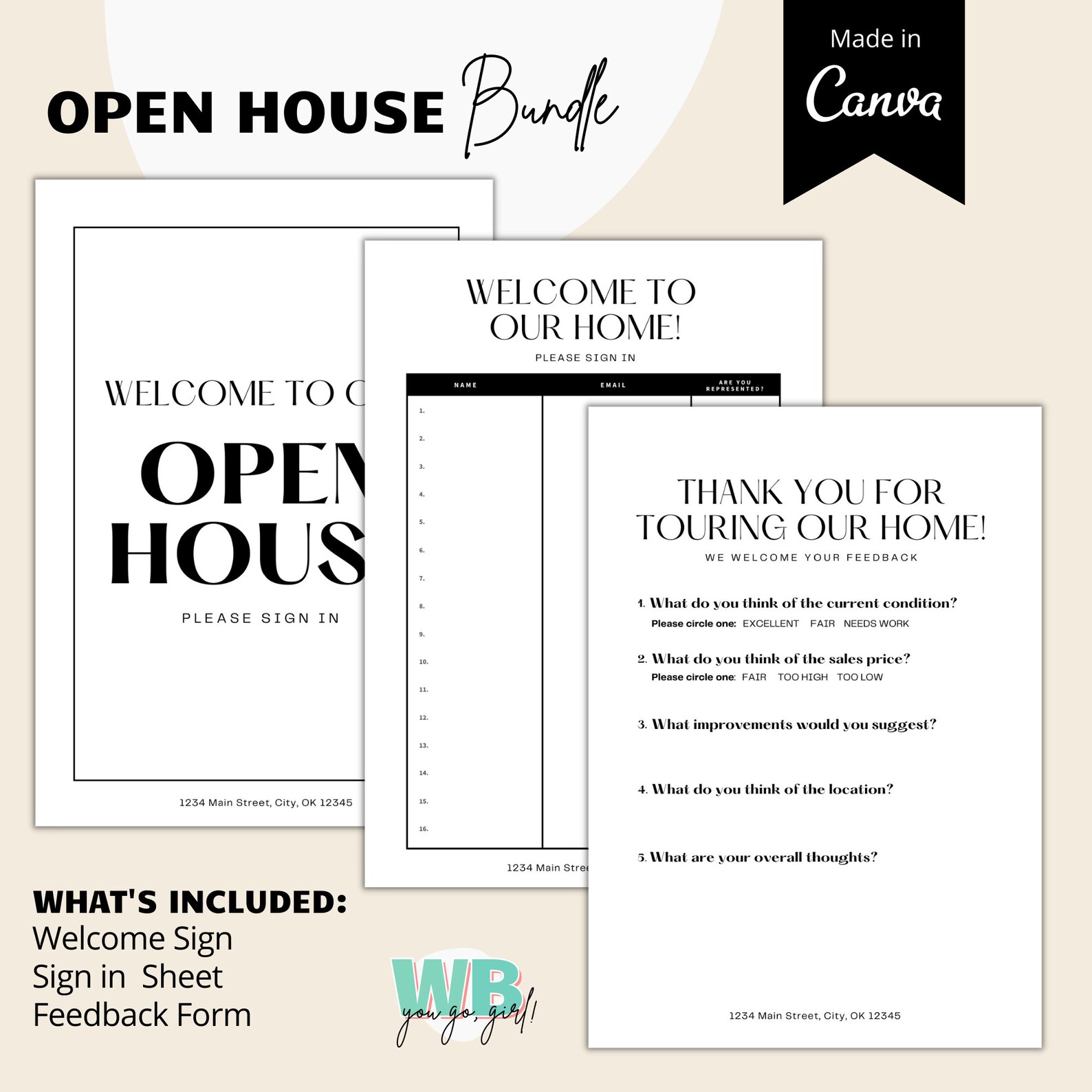 Home Features Sheet, for Sale by Owner Flyer, Just Listed, Realtor Open ...